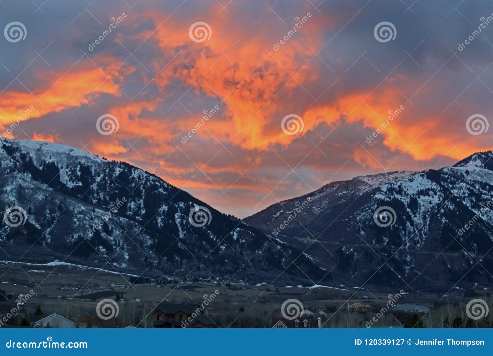 Wasatch Front at sunset stock image. Image of utah, winter - 120339127