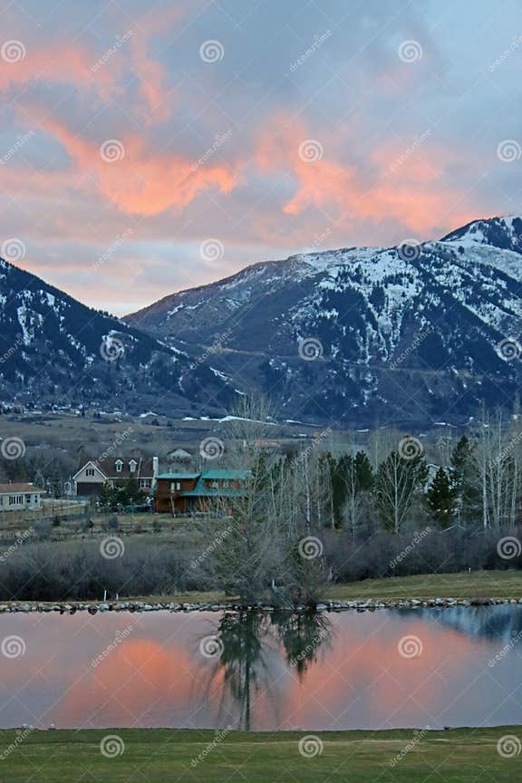 Wasatch Front, Utah at Sunset Stock Image - Image of water, rocky ...