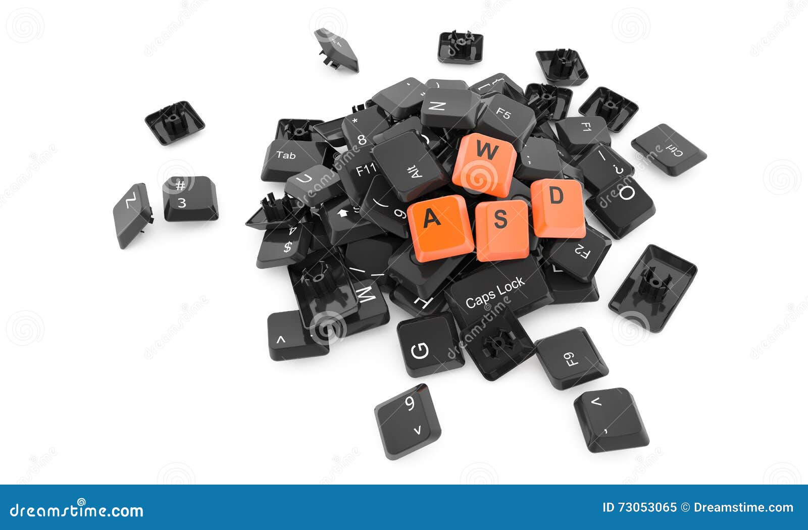 Wasd Keys 3d Illustration Stock Illustration Illustration Of Smashed Chaos 73053065