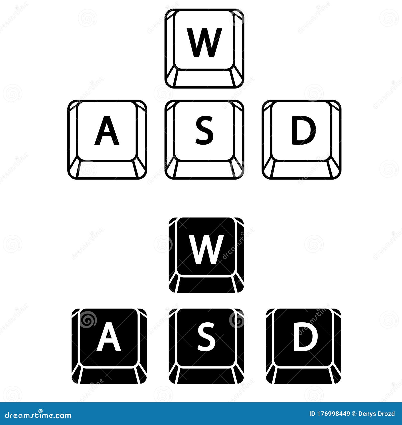 WASD Keys Set. Simple Outline Style Gaming Keyboard Concept Icon. Play ... WASD Keys Set. Simple Outline Style Gaming Keyboard Concept Icon. Play ...