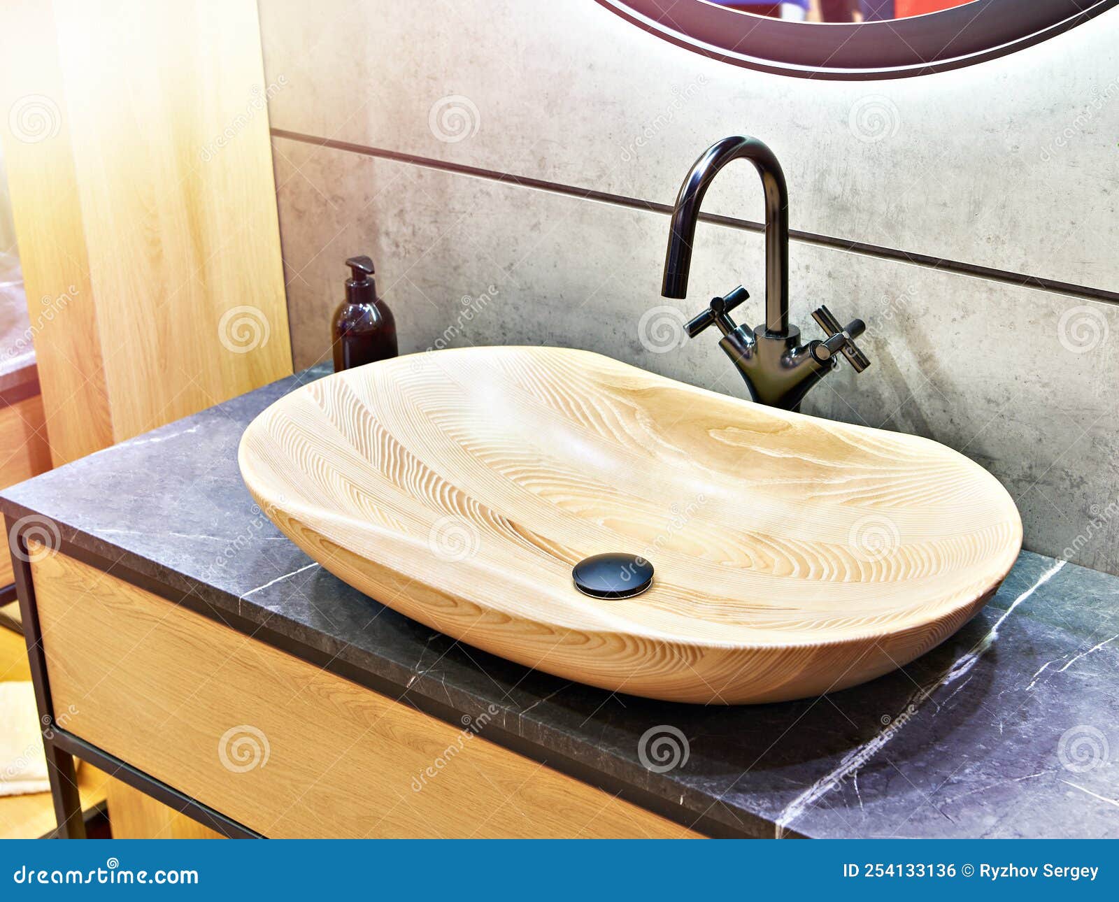 Wash Basin in Interior of Bathroom Stock Photo - Image of household ...