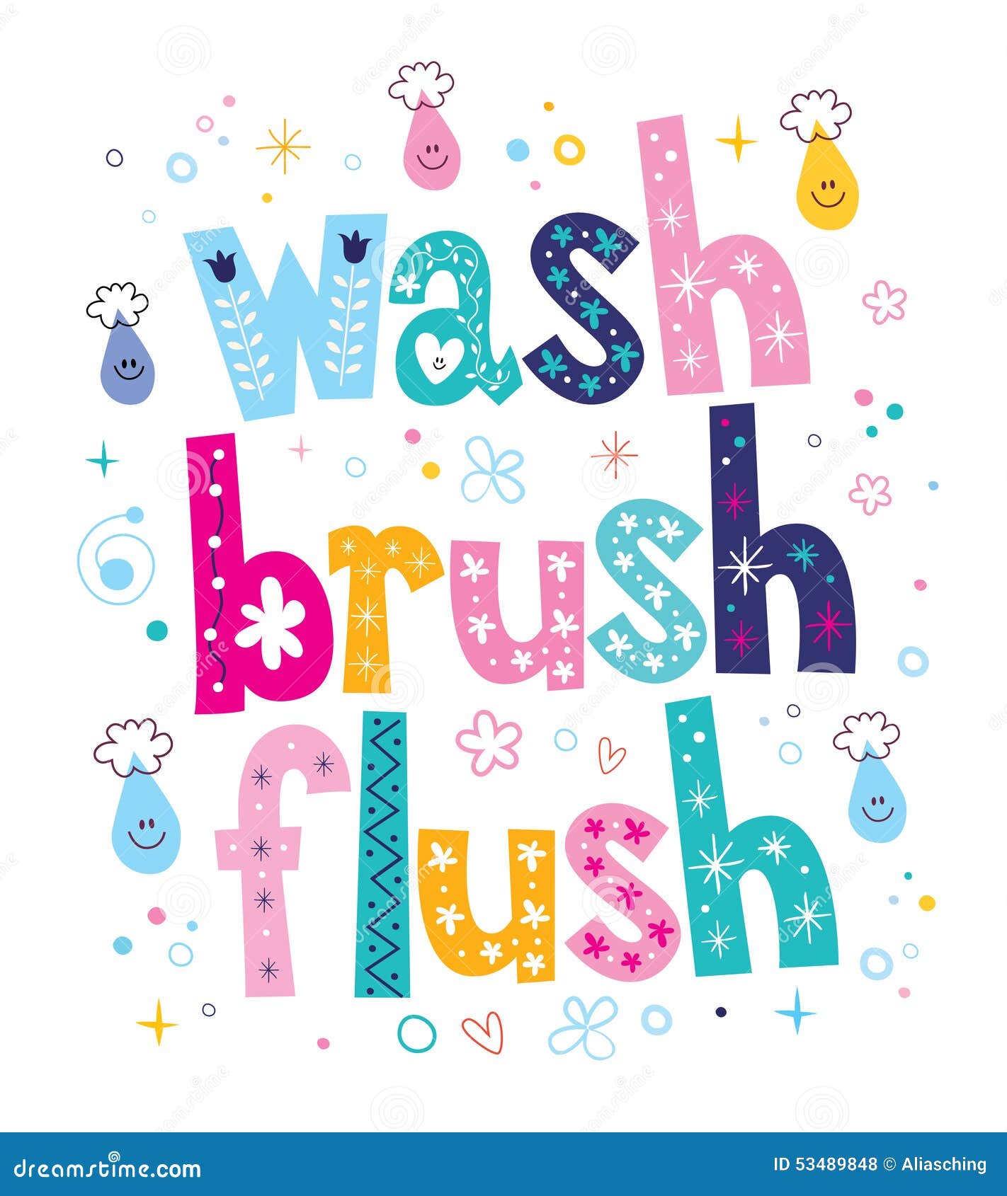 Wash Brush Flush Decorative Lettering Type Design Stock Vector ...