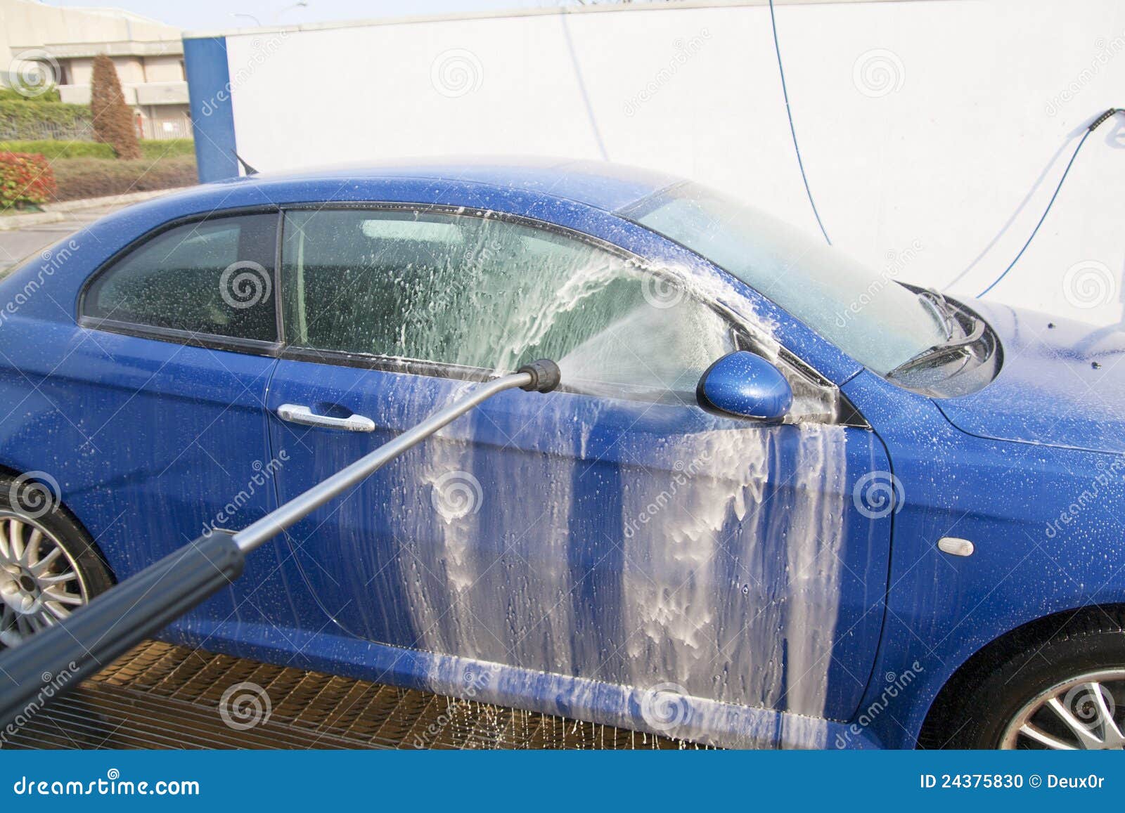 Wash a Car in Carwash with Water Stock Photo - Image of wheel, carwash ...