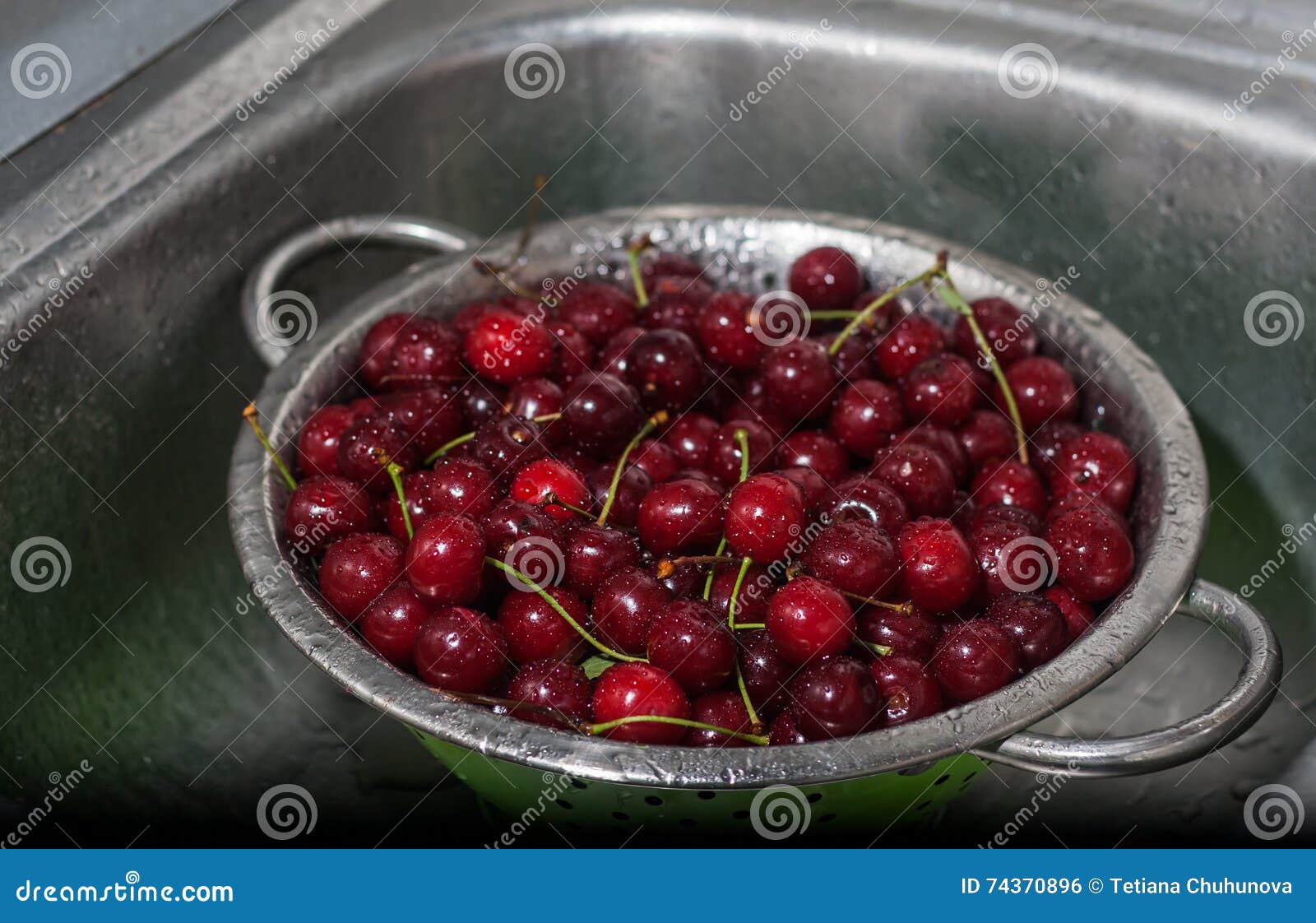 Wash Cherries Under Running Water Stock Photo - Image of bowl ...