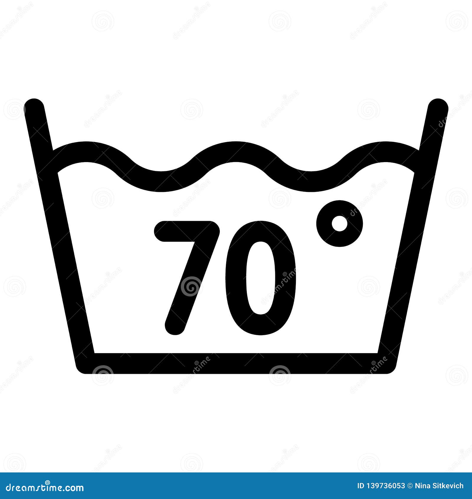 Wash at 70 Degree or Bellow Icon, Outline Style Stock Vector ...
