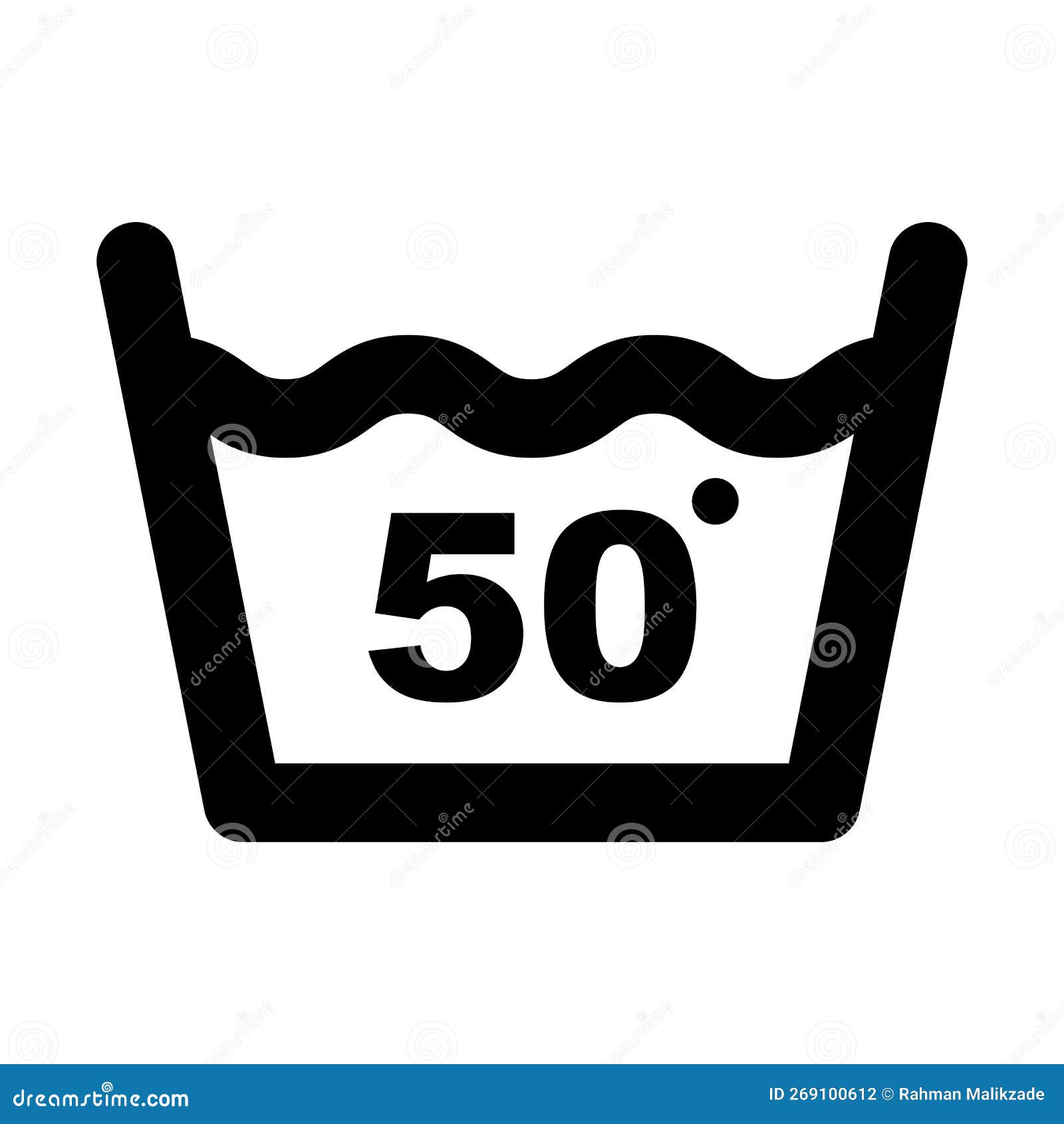 Wash at 50 Degree Icon. Water Temperature Vector Illustration Stock ...