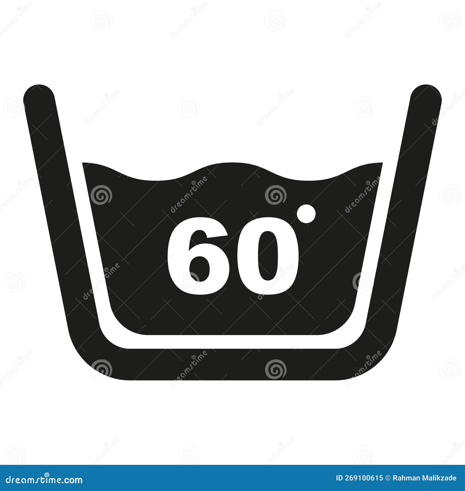 Wash at 60 Degree Icon. Water Temperature Vector Illustration Stock ...