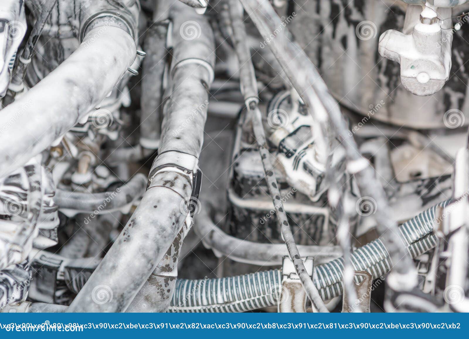 Wash the Engine with Foam. the Engine is in the Foam for Washing the ...