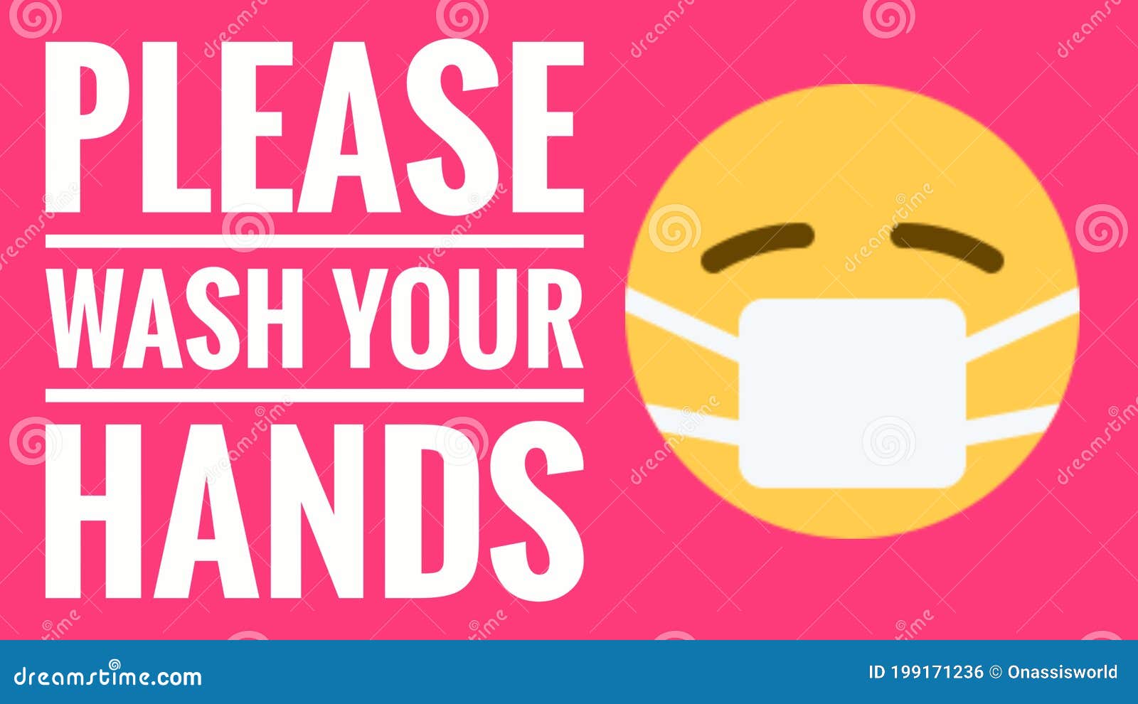Wash Hands Keep Clean Face Mask Stock Illustration - Illustration of ...