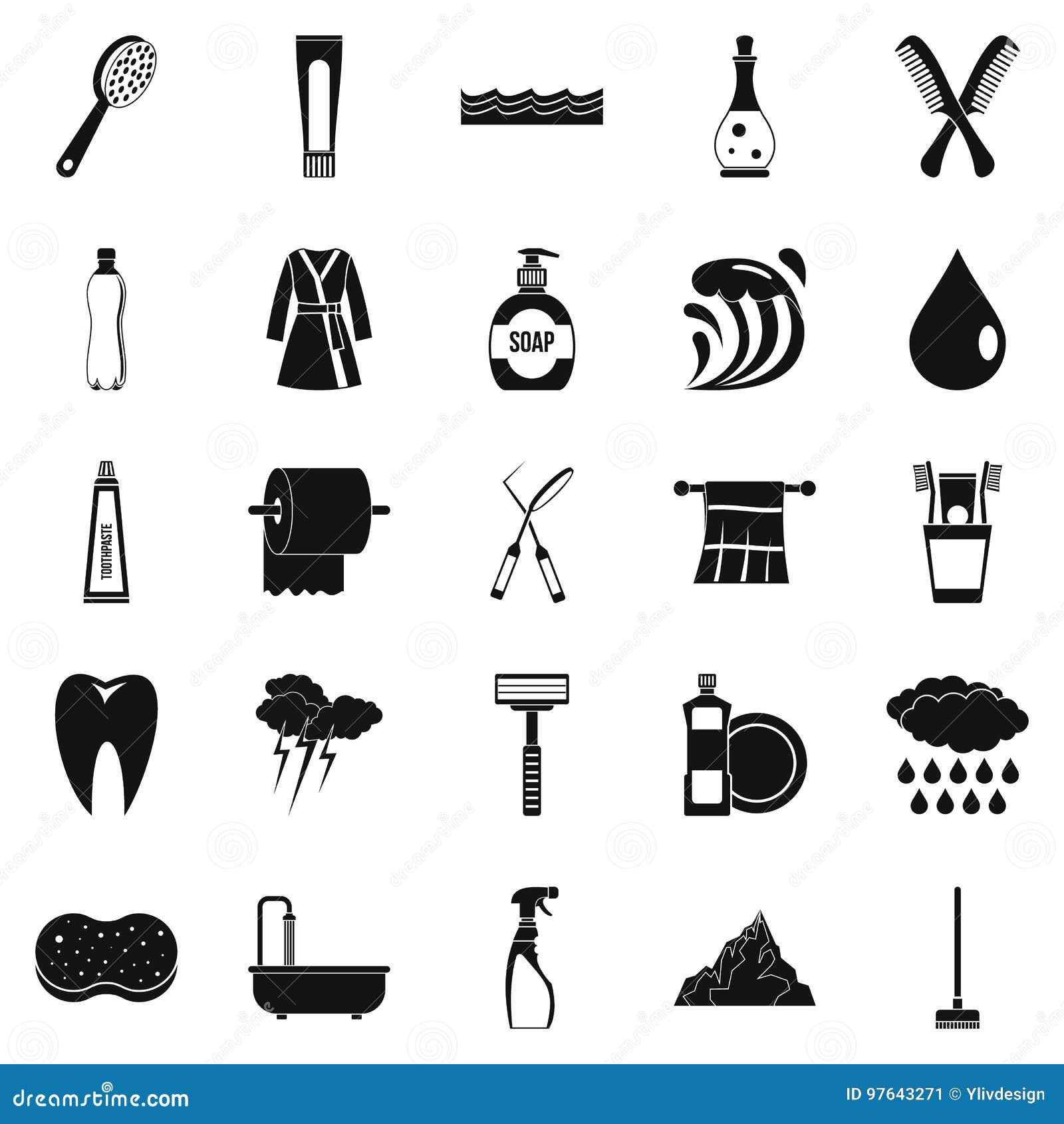 Wash Icons Set, Simple Style Stock Vector - Illustration of cleaner ...