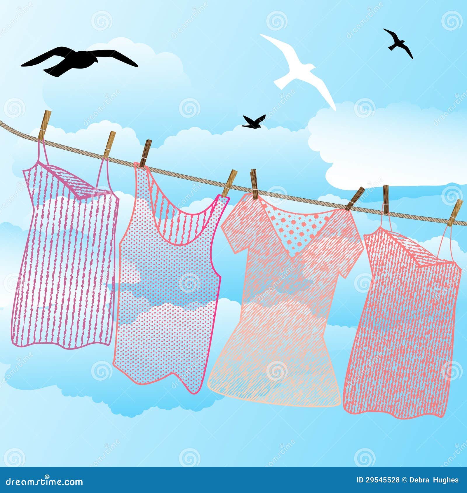 Wash on the line stock vector. Illustration of clousd - 29545528