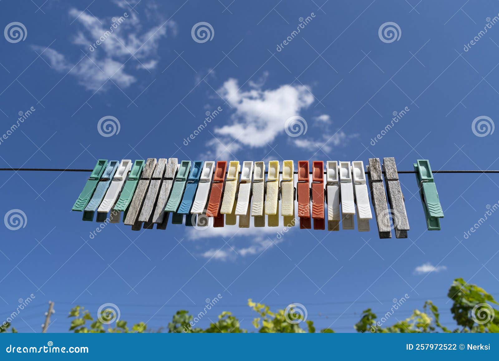 Wash-line in Open Space Under the Sky Stock Photo - Image of calm ...