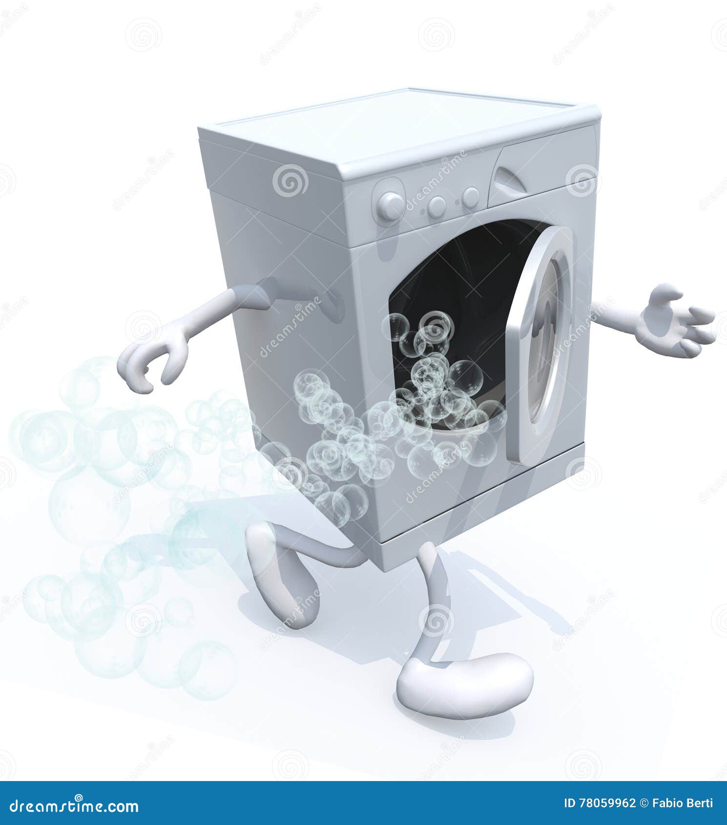 Wash Machine with Arms and Legs that Run Stock Illustration ...