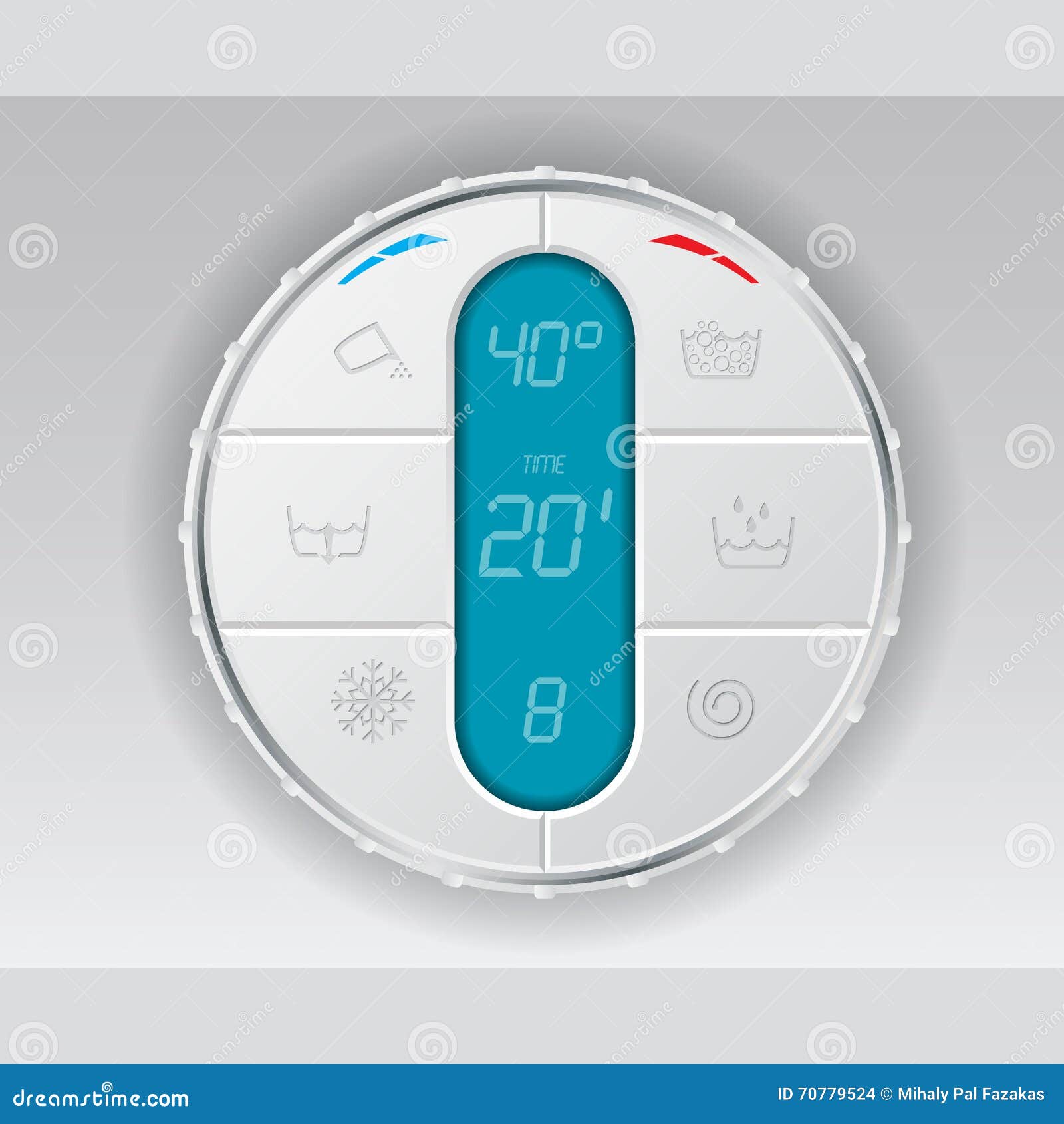 Wash Machine Control Panel with Turquoise Lcd Stock Illustration ...