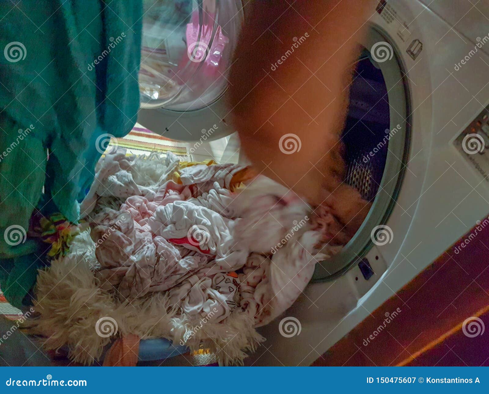 Wash Machine and Pile of Wet Clothes Stock Image - Image of laundry ...