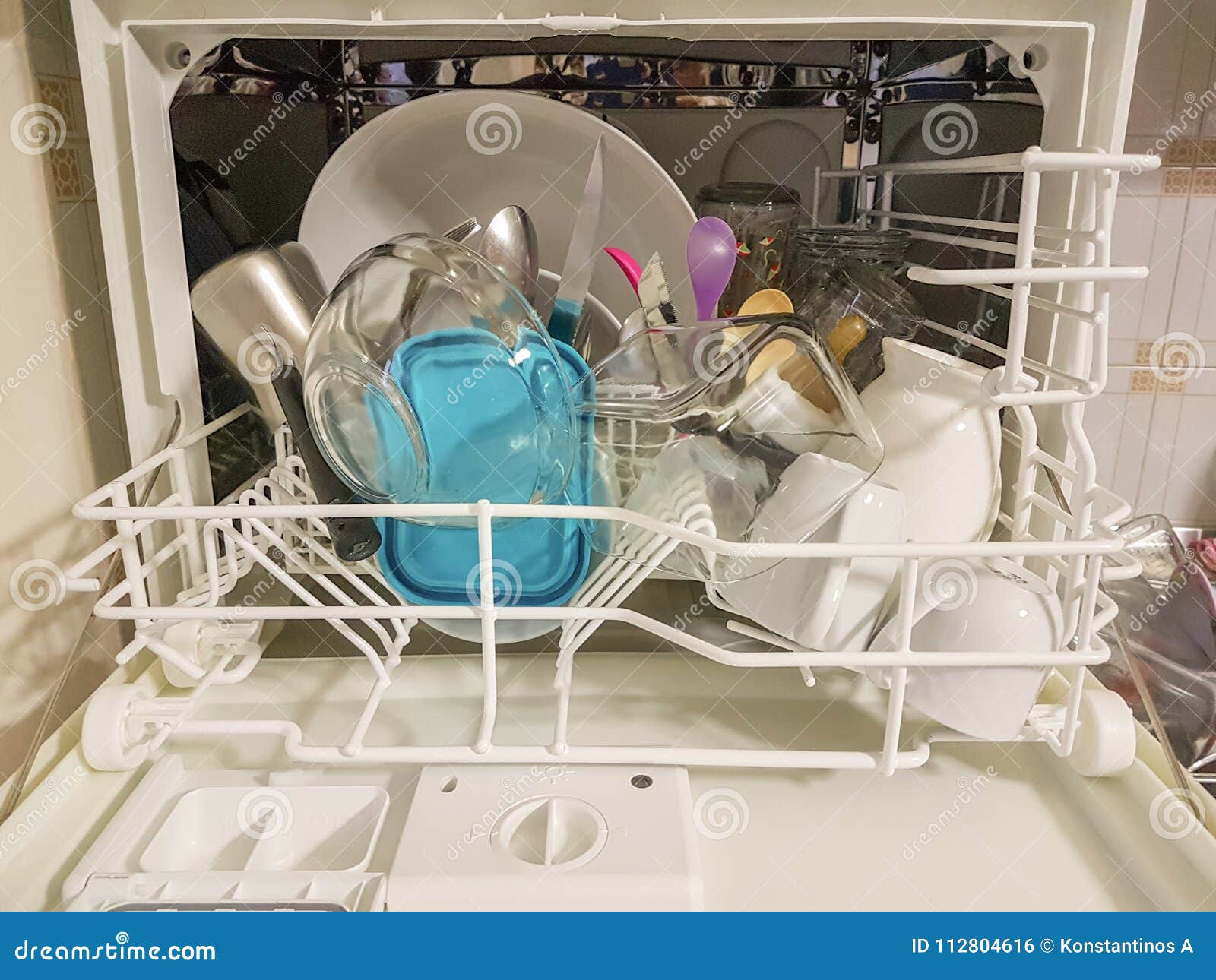 Wash Machine Plates Glass Spoons Stock Photo - Image of kitchen ...