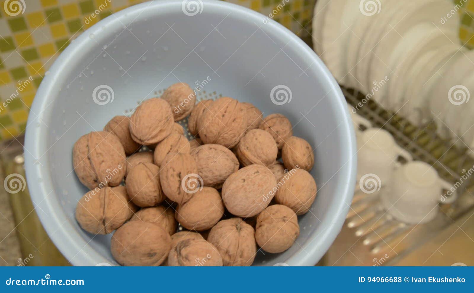 Wash the Nuts in the Colander in the Kitchen. Stock Footage - Video of ...