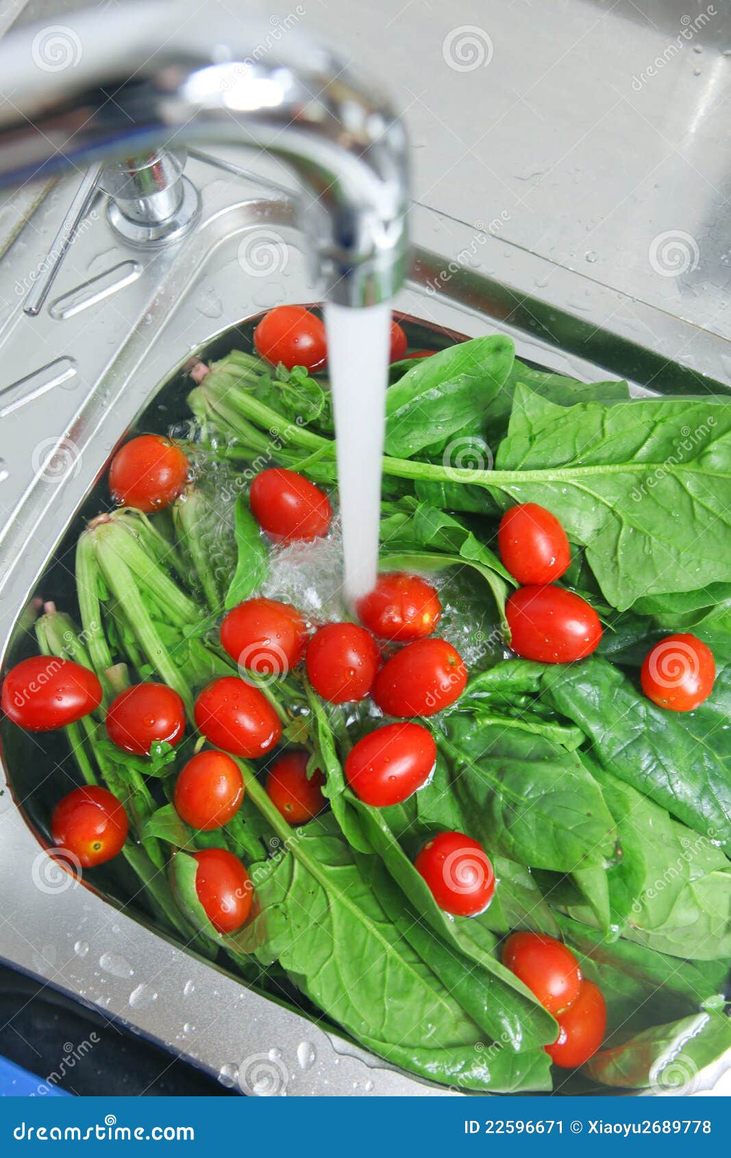 Wash vegetables stock image. Image of spinach, faucet - 22596671