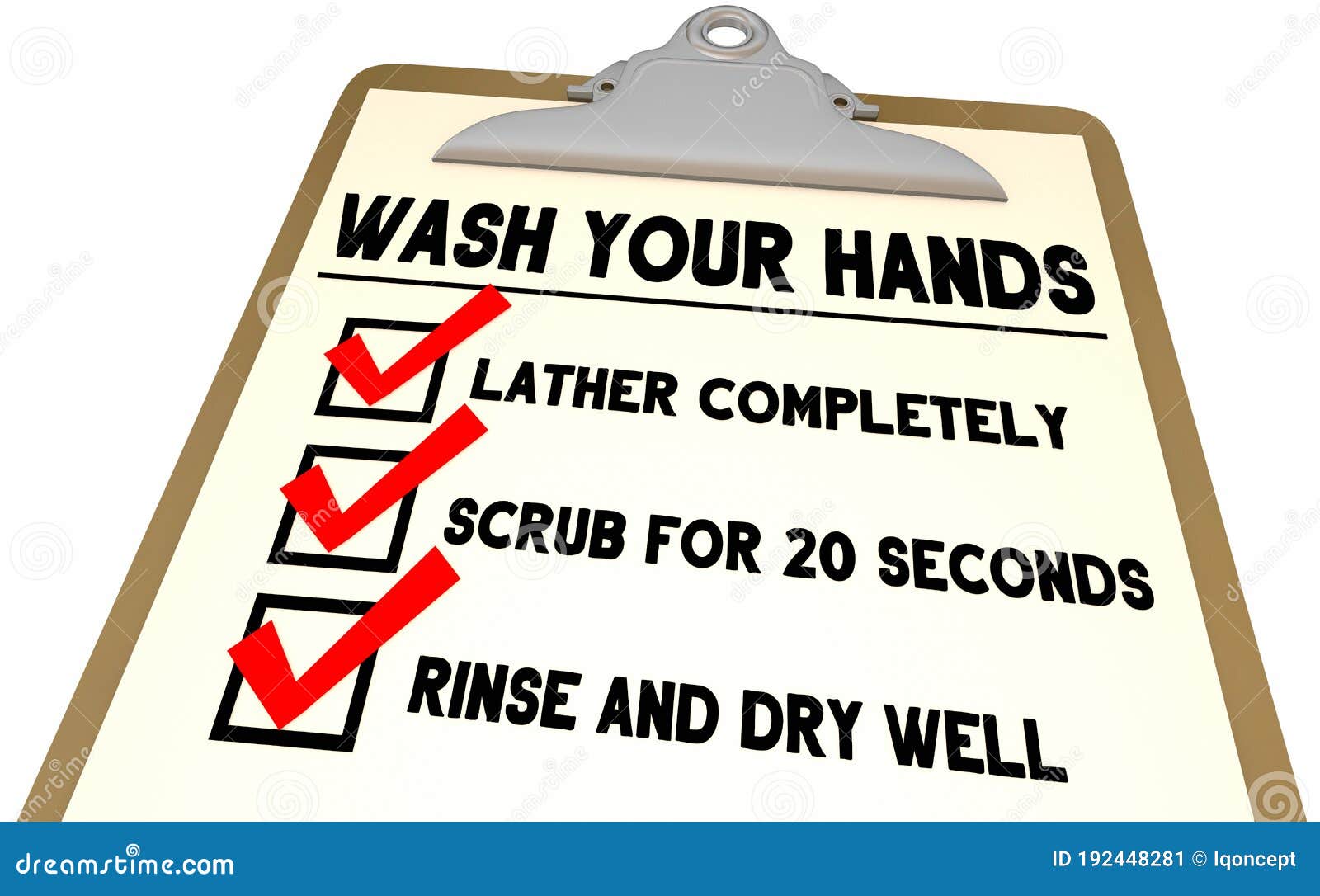Wash Your Hands Reminder Checklist Safety Process Procedure 3d ...