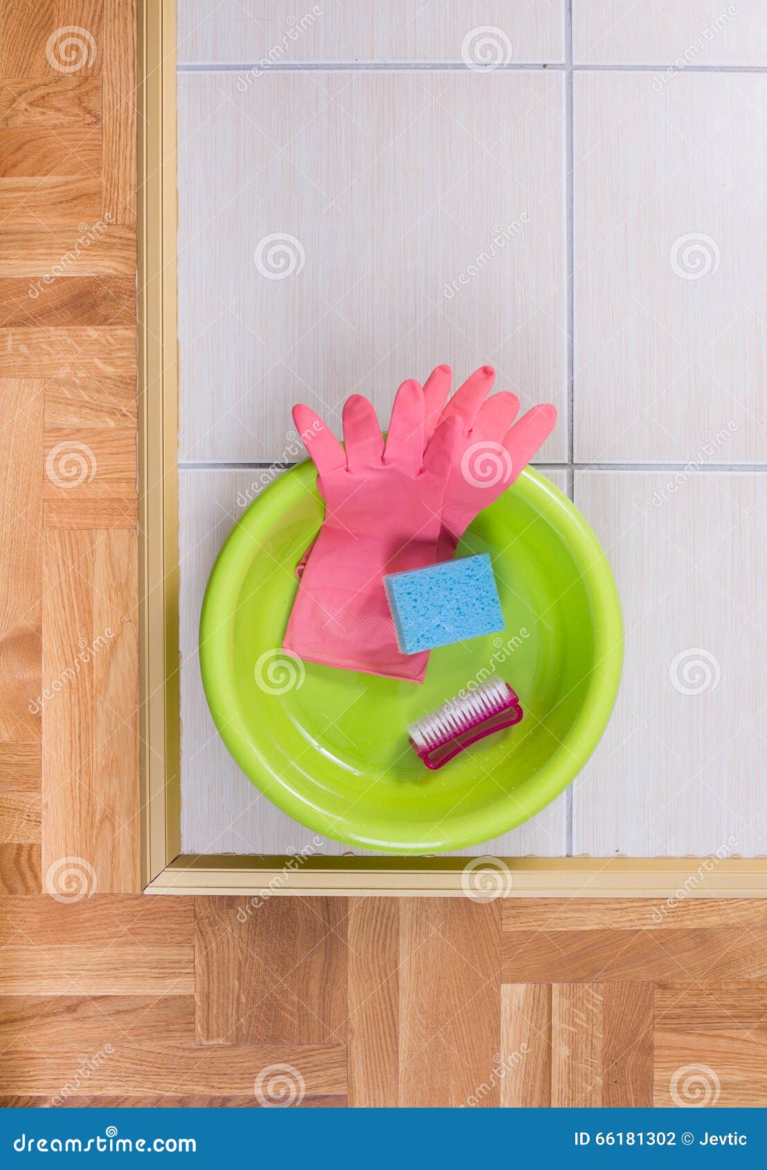 Washbasin with Cleaning Tools on the Floor Stock Photo - Image of ...