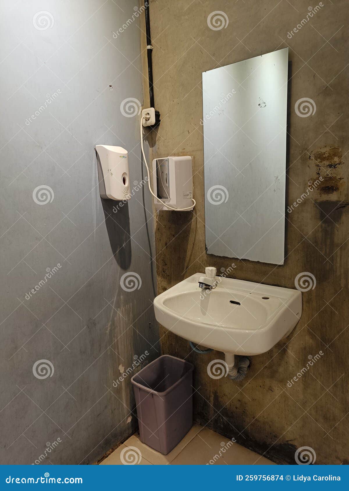 Washbasin Equipped with Soap, Hand Dryer and Mirror in a Restaurant ...