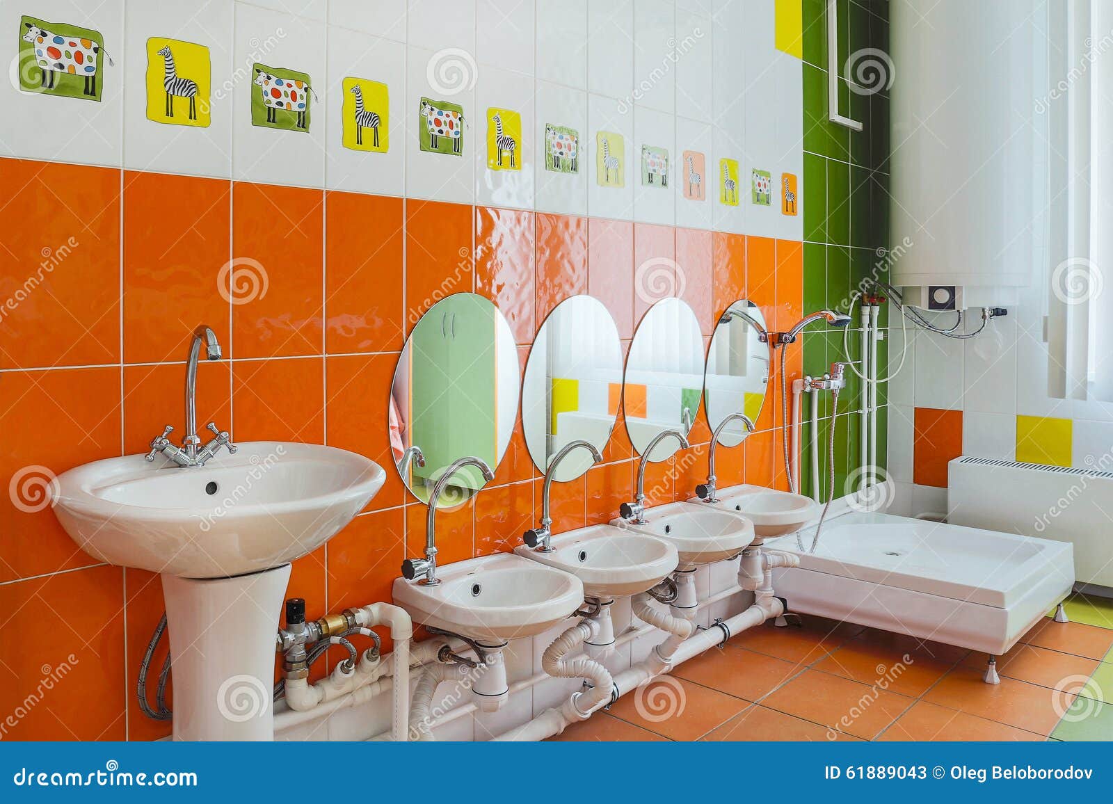Washbasin in kindergarten. stock image. Image of people - 61889043