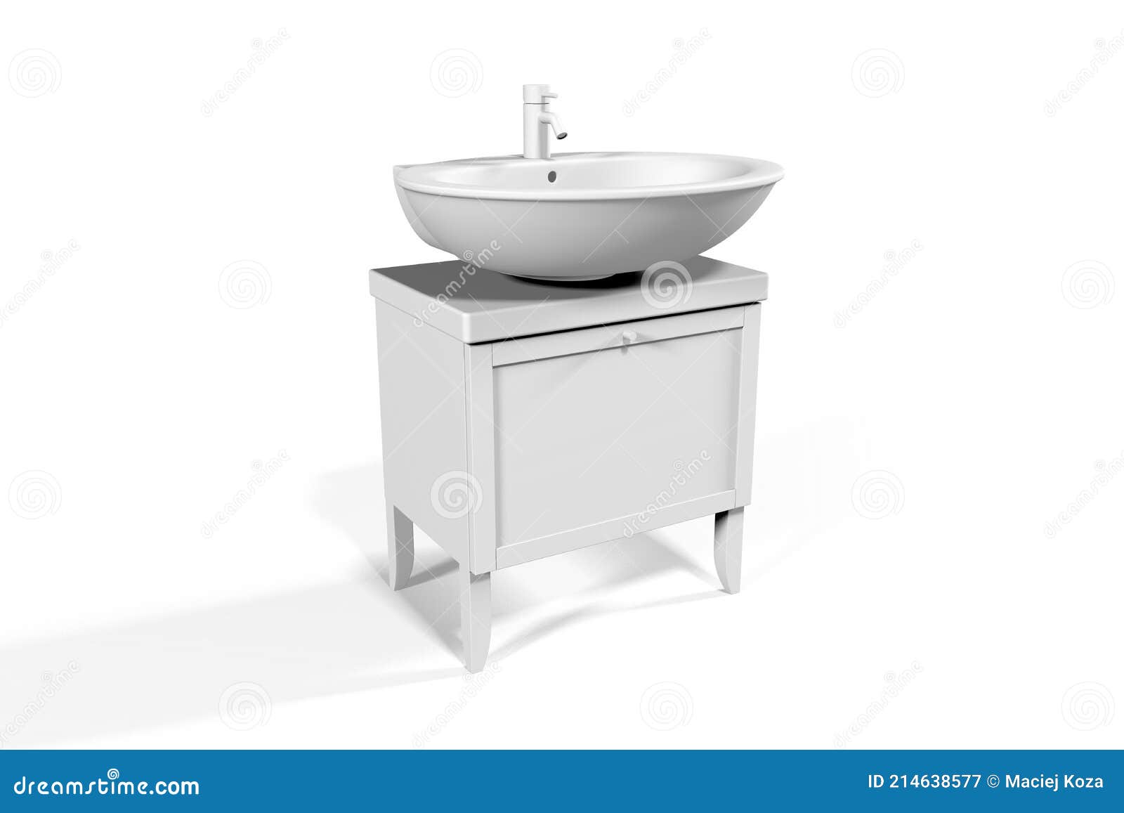 Washbasin Mockup with Tap Isolated on White Stock Illustration ...