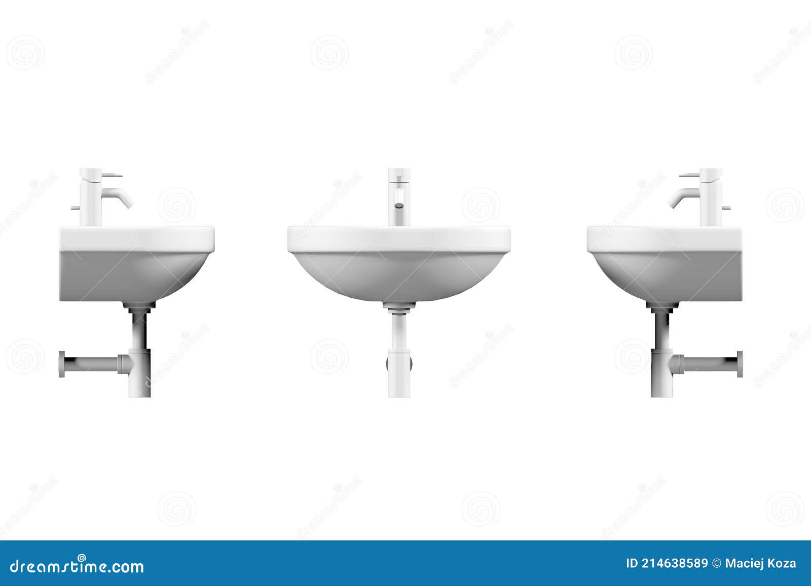 Washbasin Mockup with Tap Isolated on White Stock Illustration ...