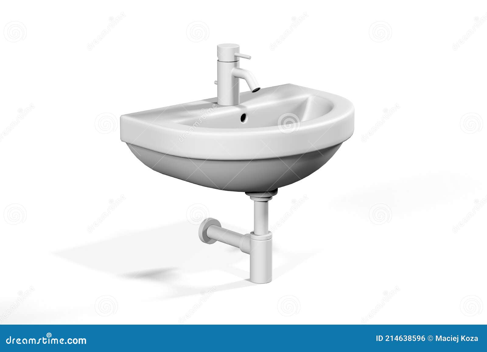 Washbasin Mockup with Tap Isolated on White Stock Illustration ...