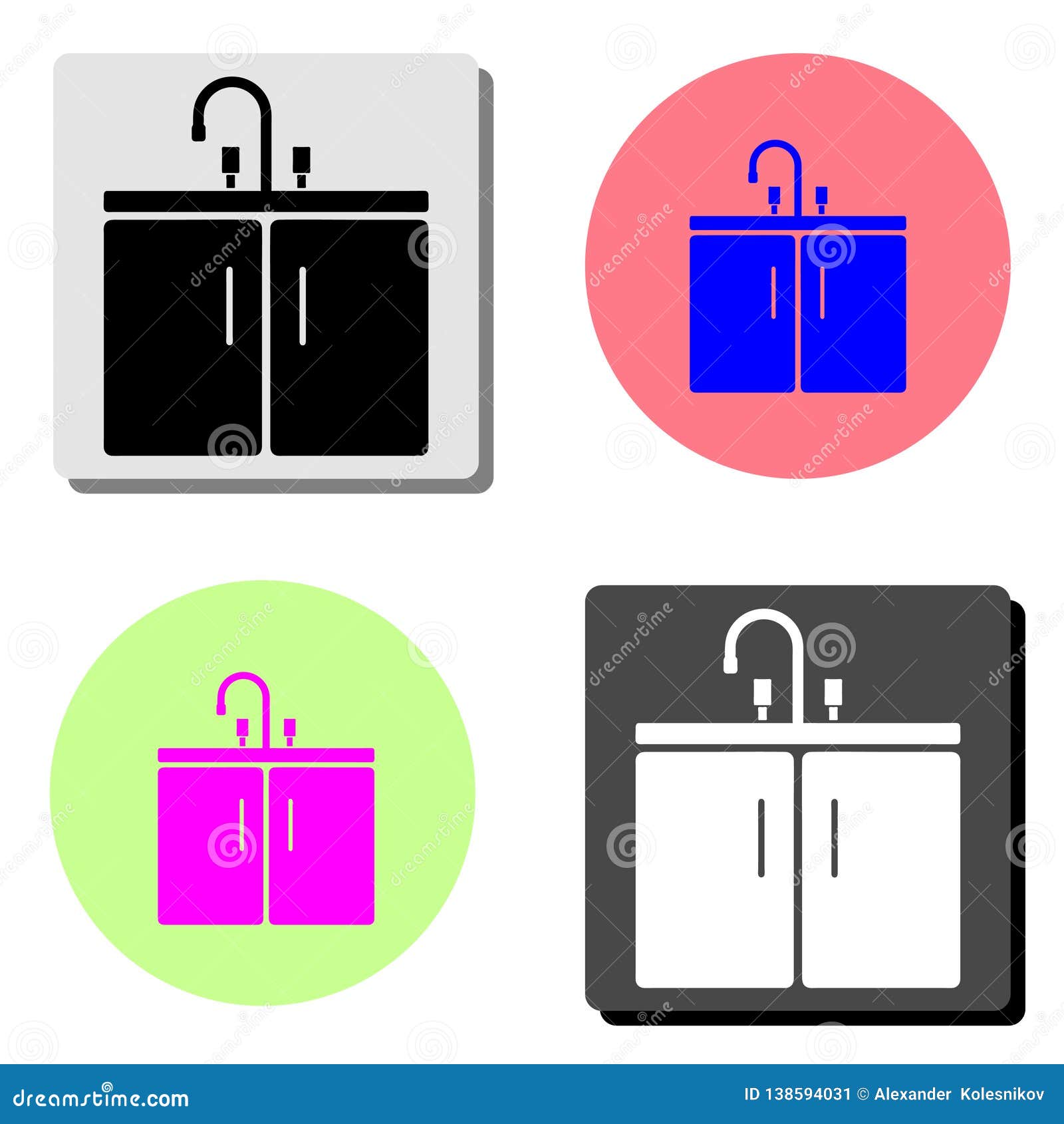 Washbasin. Flat Vector Icon Stock Illustration - Illustration of ...