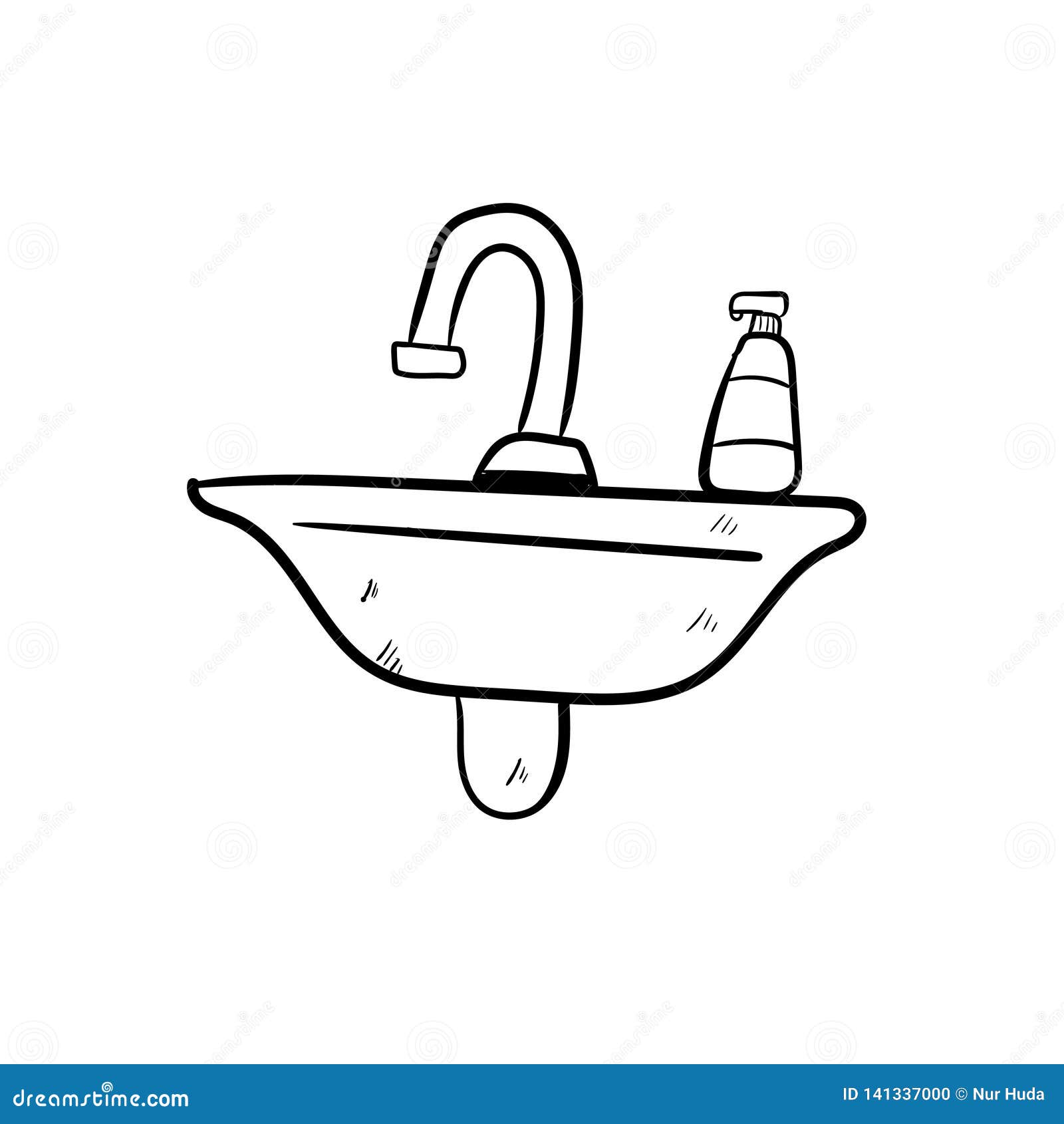 Washbasin Wastafel Doodle Vector Icon Stock Illustration - Illustration ...
