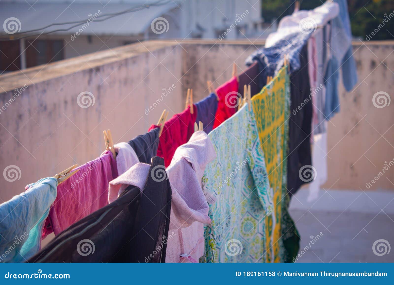 Washed Clothes Been Dried Under the Sun in Natural Way Stock Photo ...