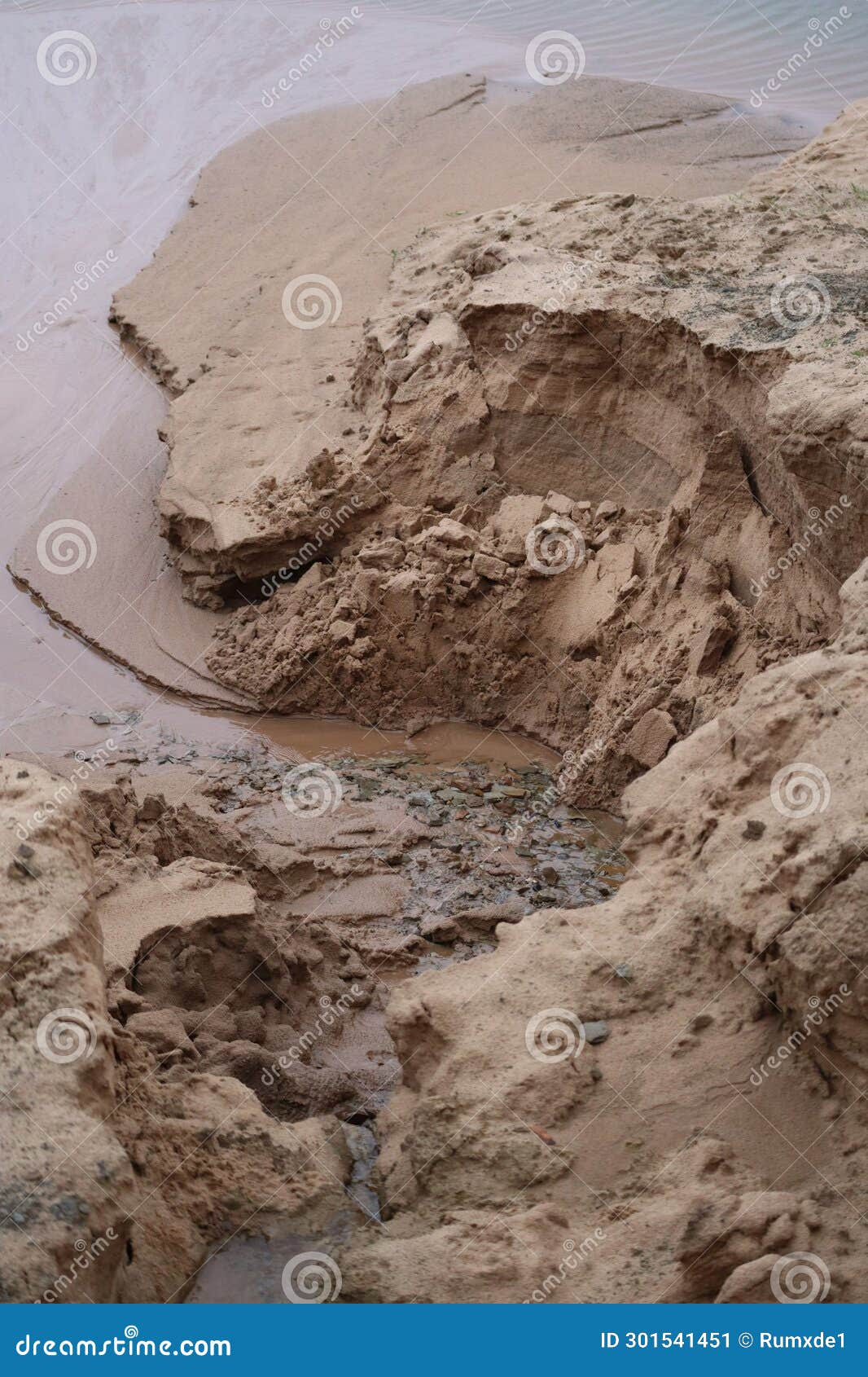 Washed out sandy Bay stock image. Image of sand, washout - 301541451