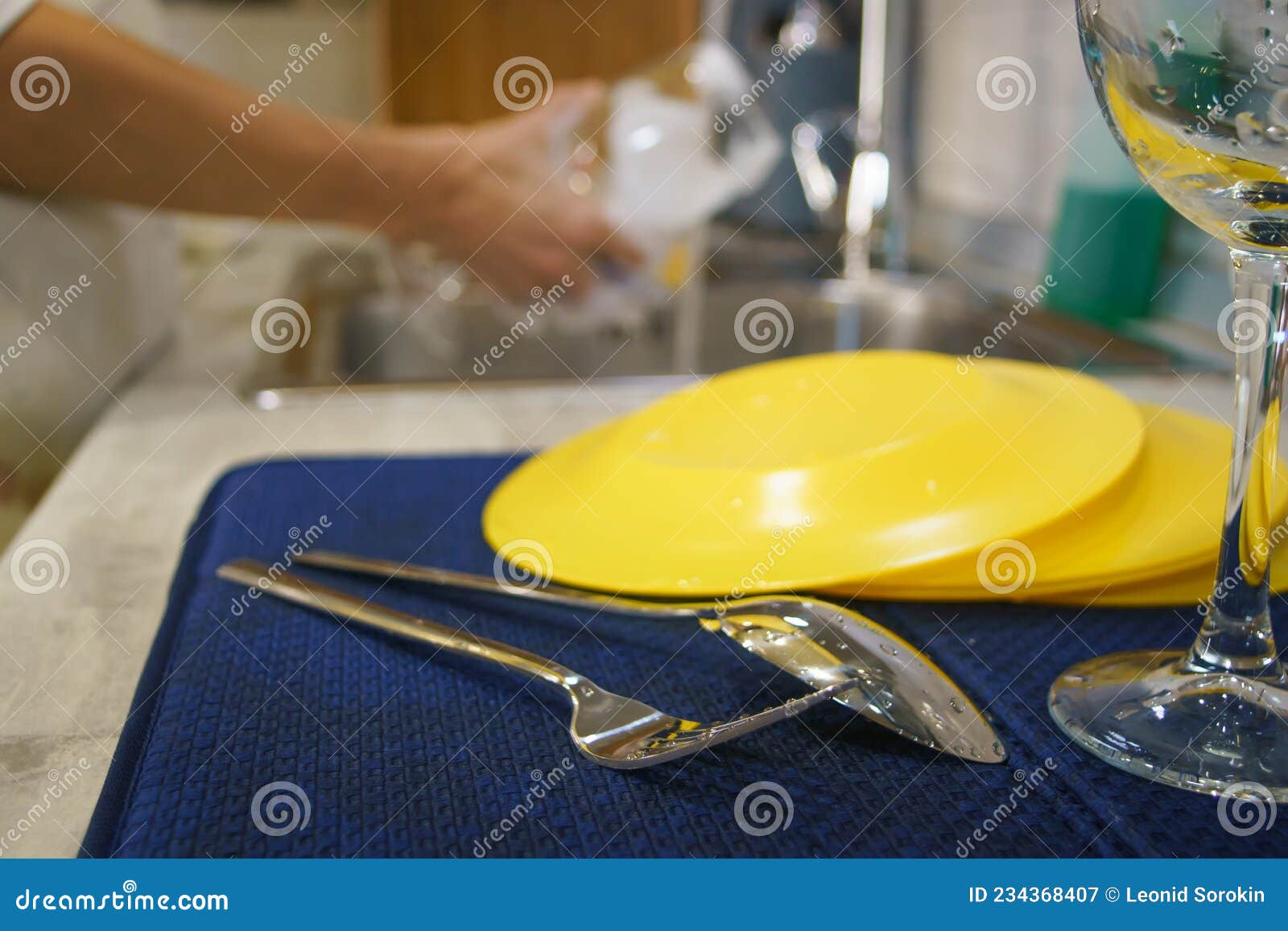 Washed plates after dinner stock image. Image of authenticity - 234368407