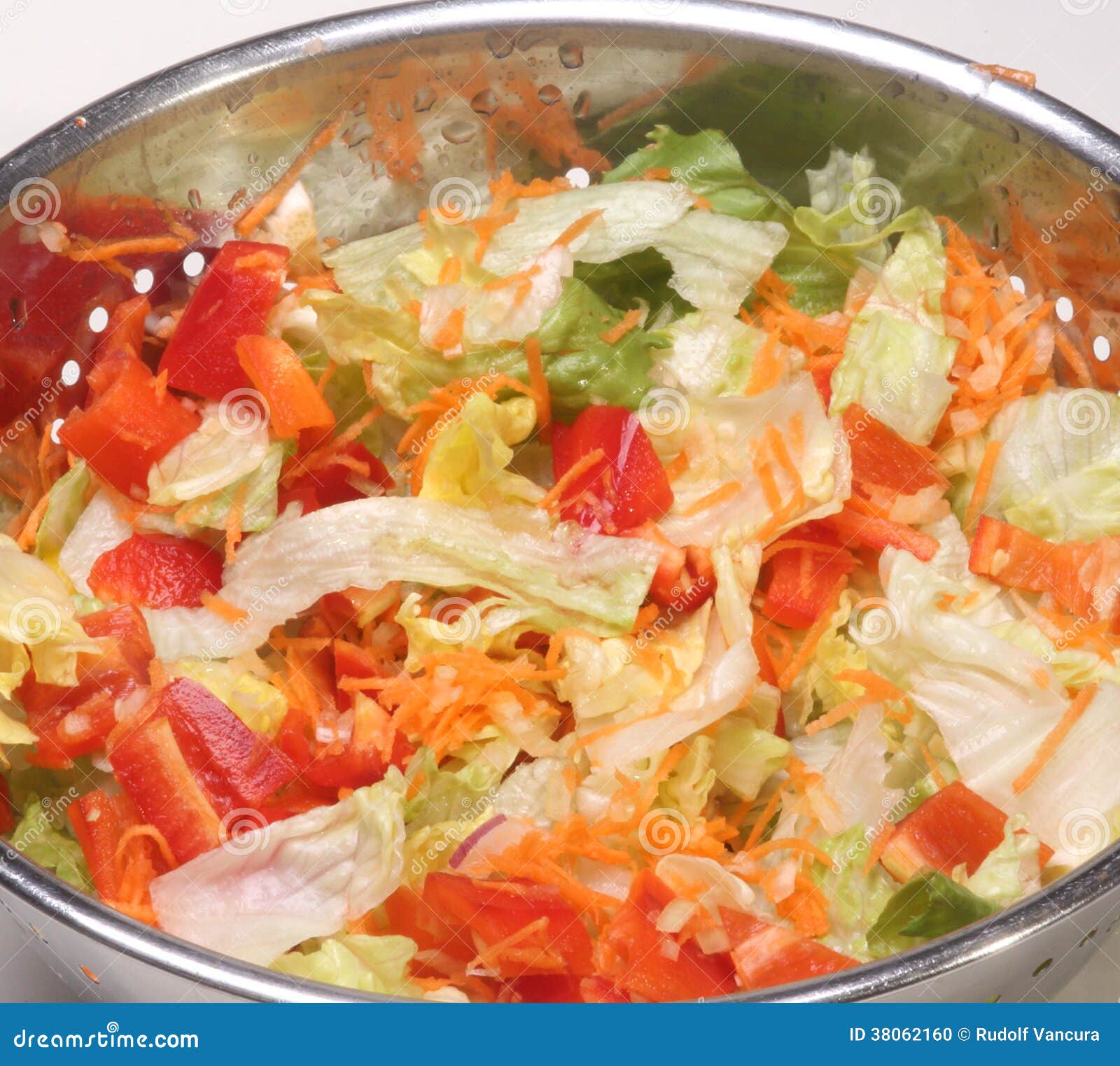 Washed Salad Vegetables in Colander Stock Photo - Image of peppers ...
