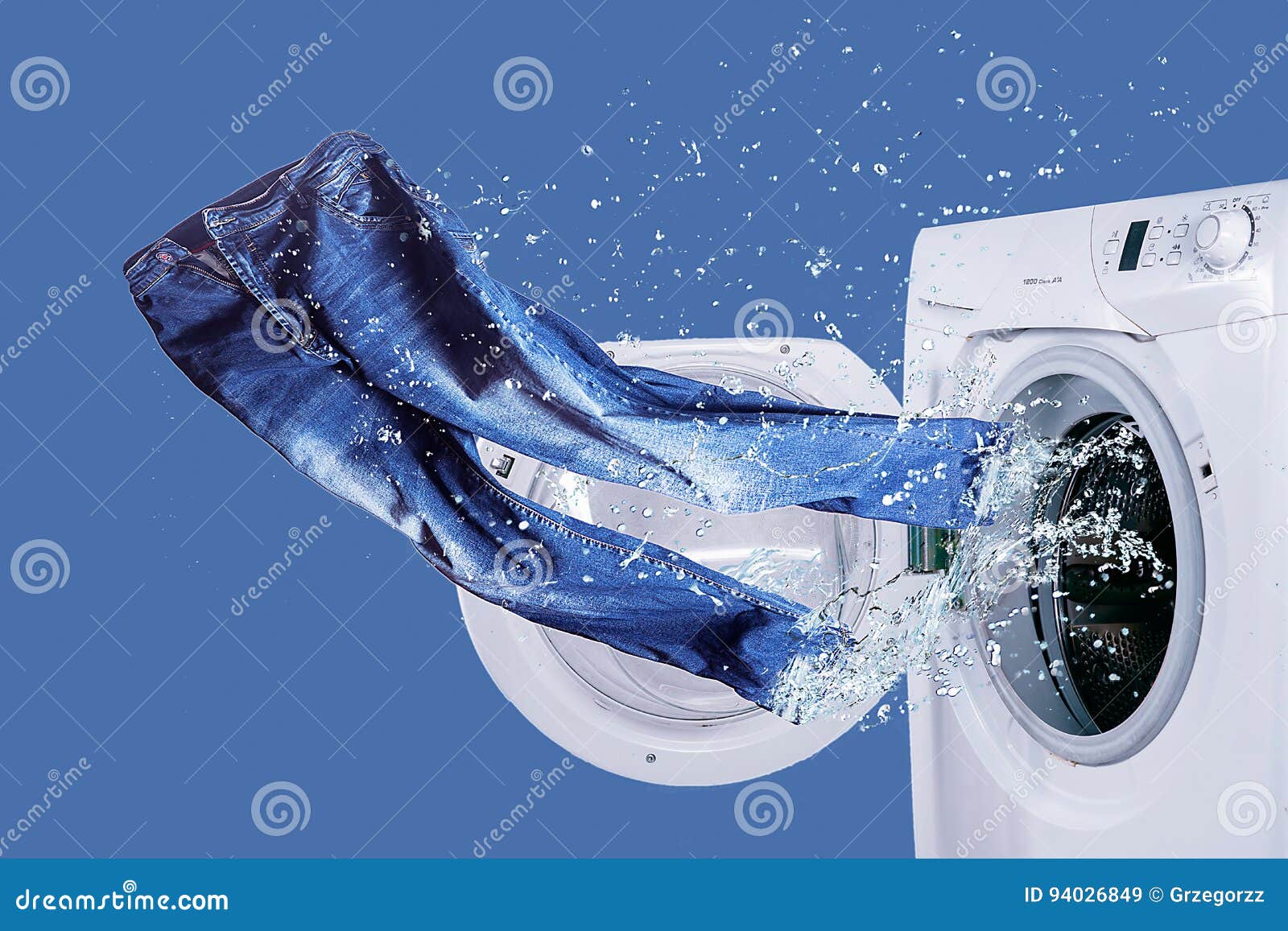 Washer and Freshly Laundered Jeans Stock Image - Image of support ...