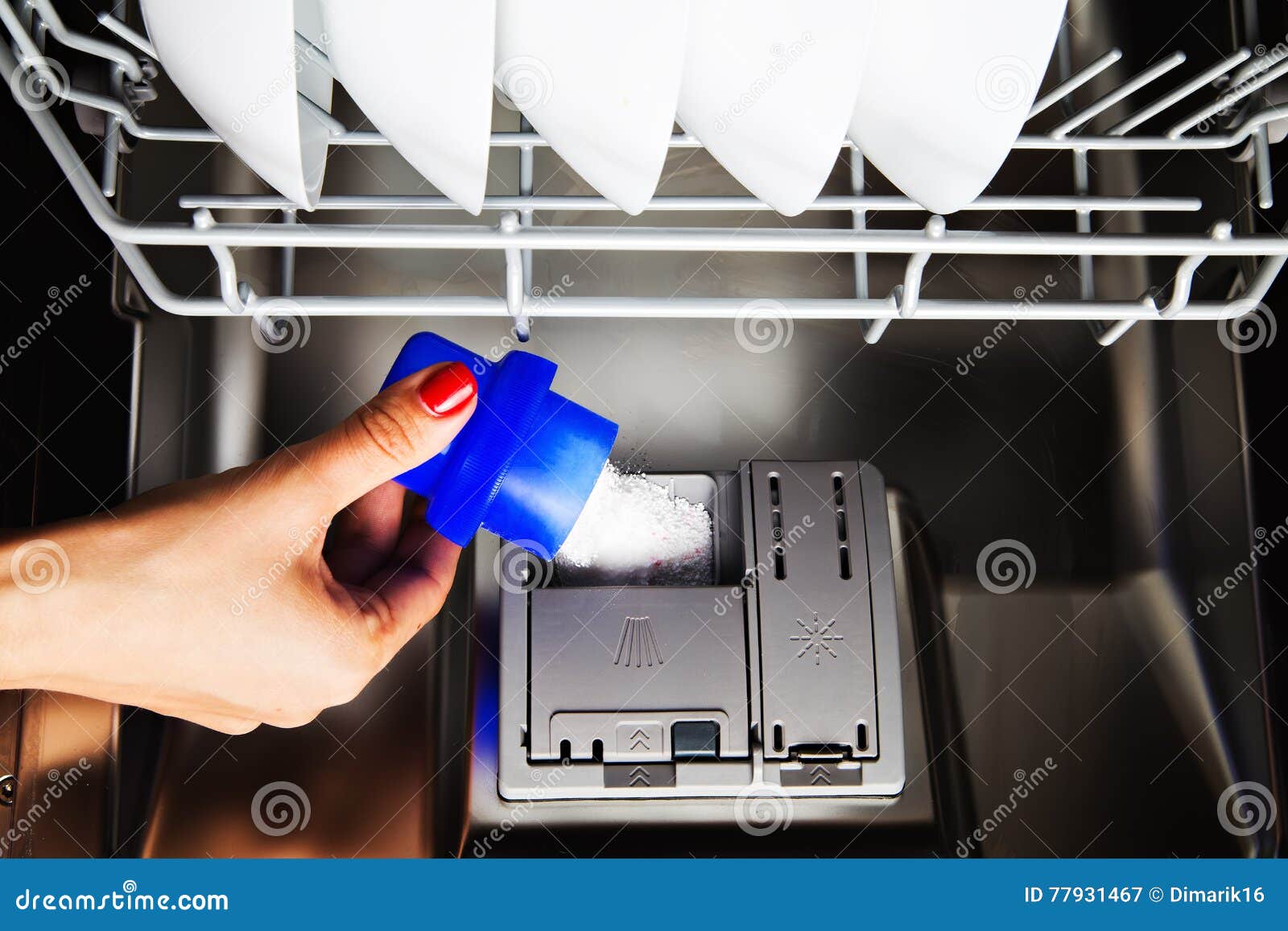 Washer Powder Pouring into a Modern Dishwasher Stock Image - Image of ...