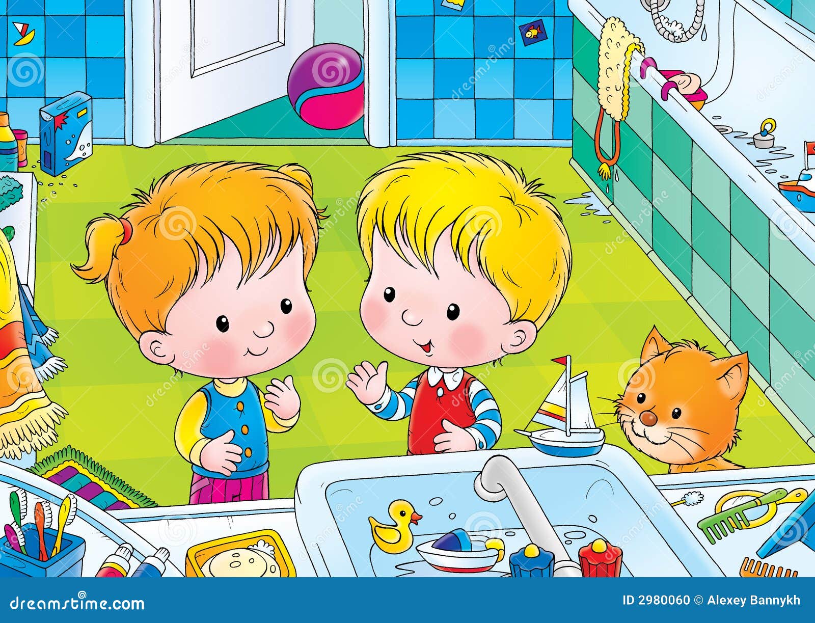 Washing stock illustration. Illustration of comics, girl - 2980060