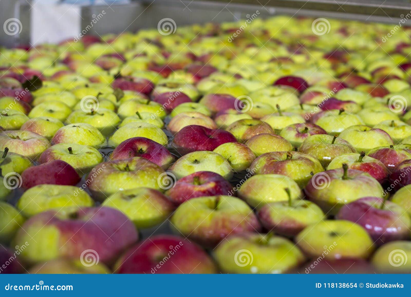 Washing Apples in the Fruit Processing Plant, Close Stock Photo - Image ...