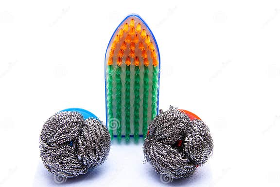 Washing Brush and Pot Scratch Stock Image - Image of washing, household ...