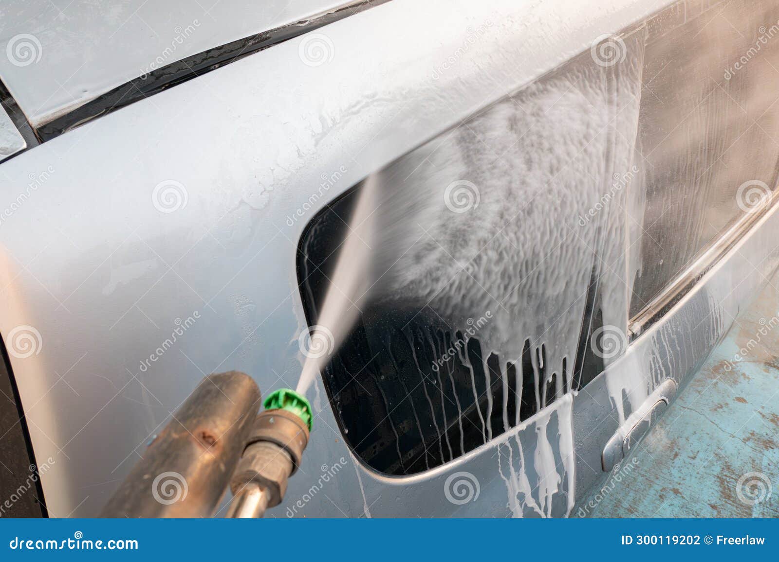 Washing a Car with Soapy Water Horizontal Composition Stock Photo ...