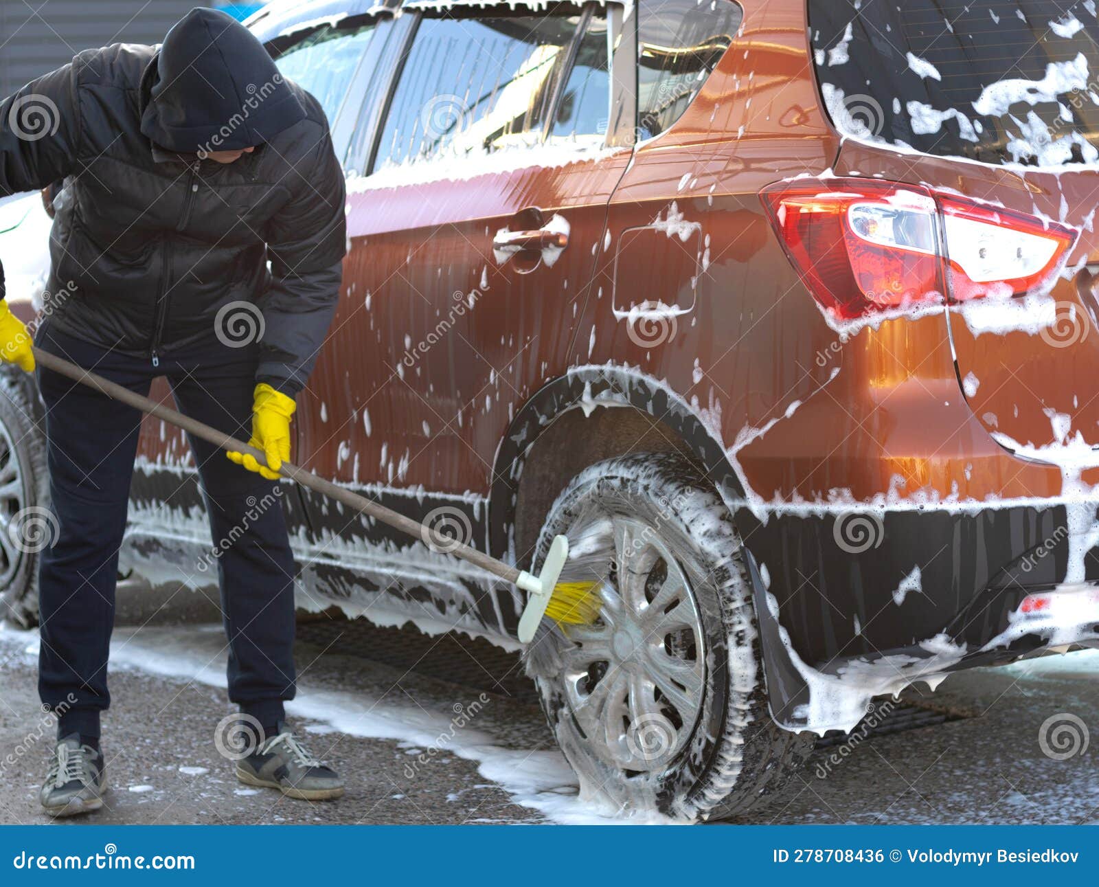 Washing car wheels stock photo. Image of soap, detergent - 278708436