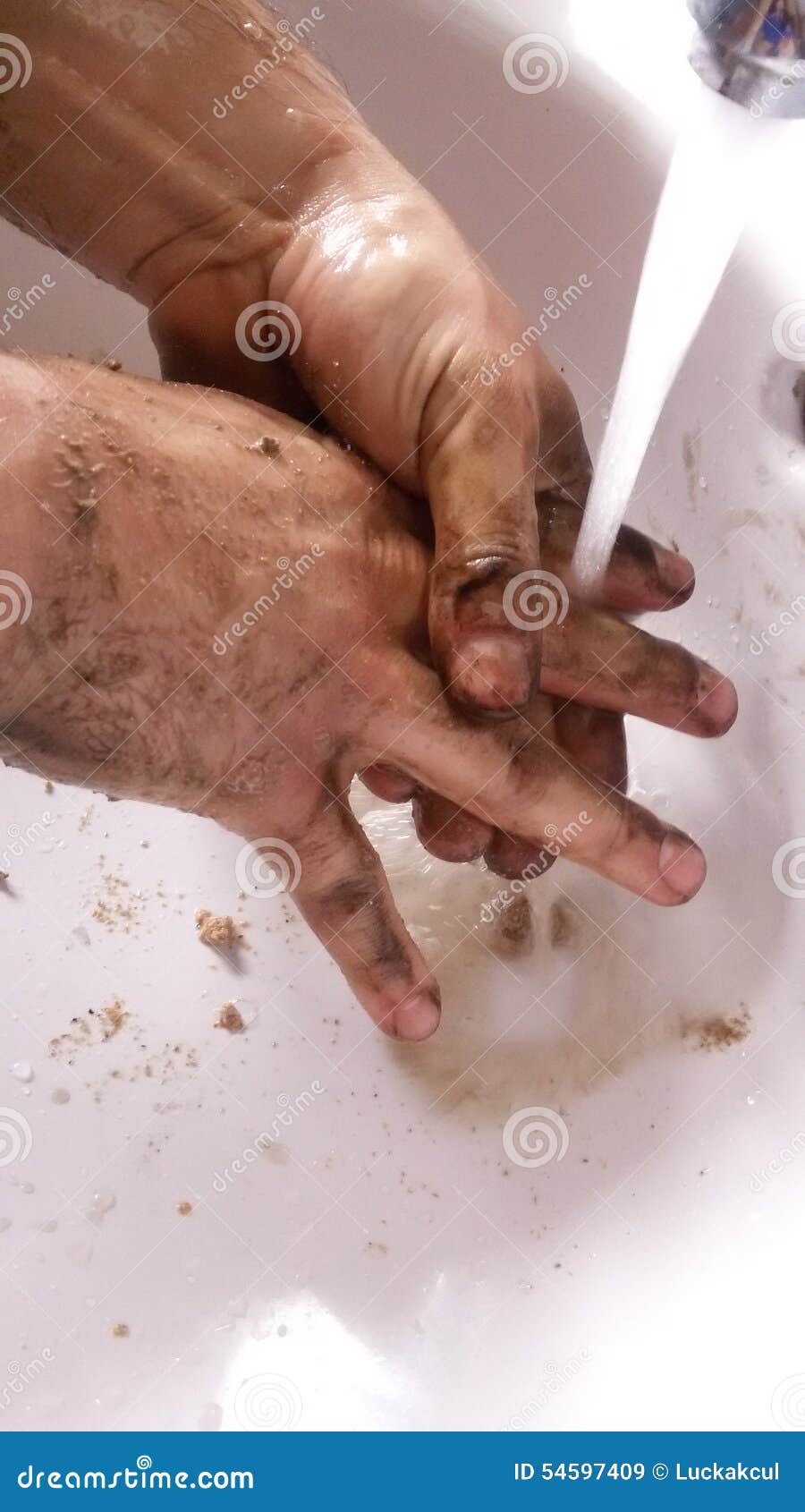 Washing dirty hands stock image. Image of washing, hygiene - 54597409