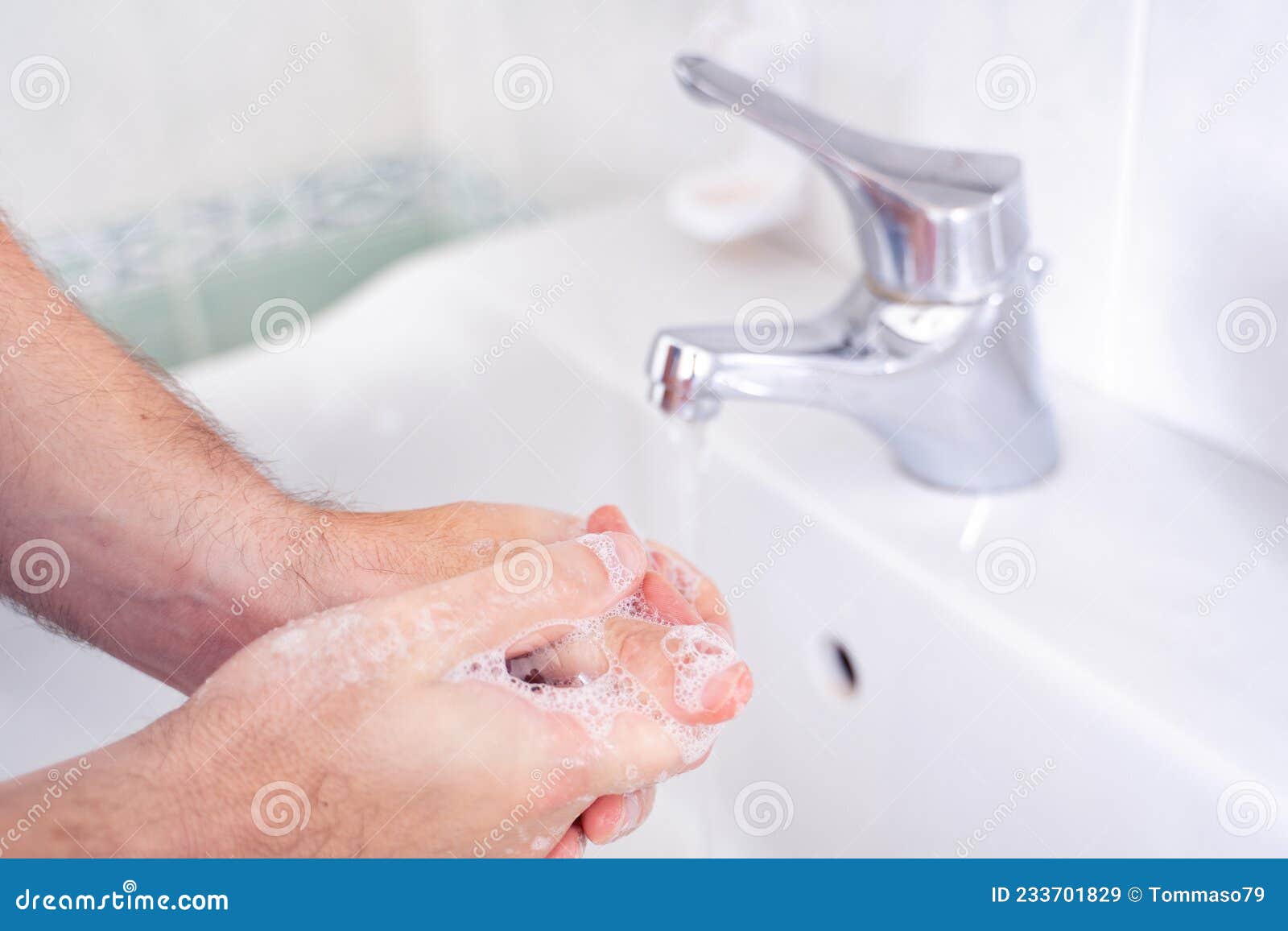 Washing Dirty Hands in the Bathroom Using Soap Stock Image - Image of ...