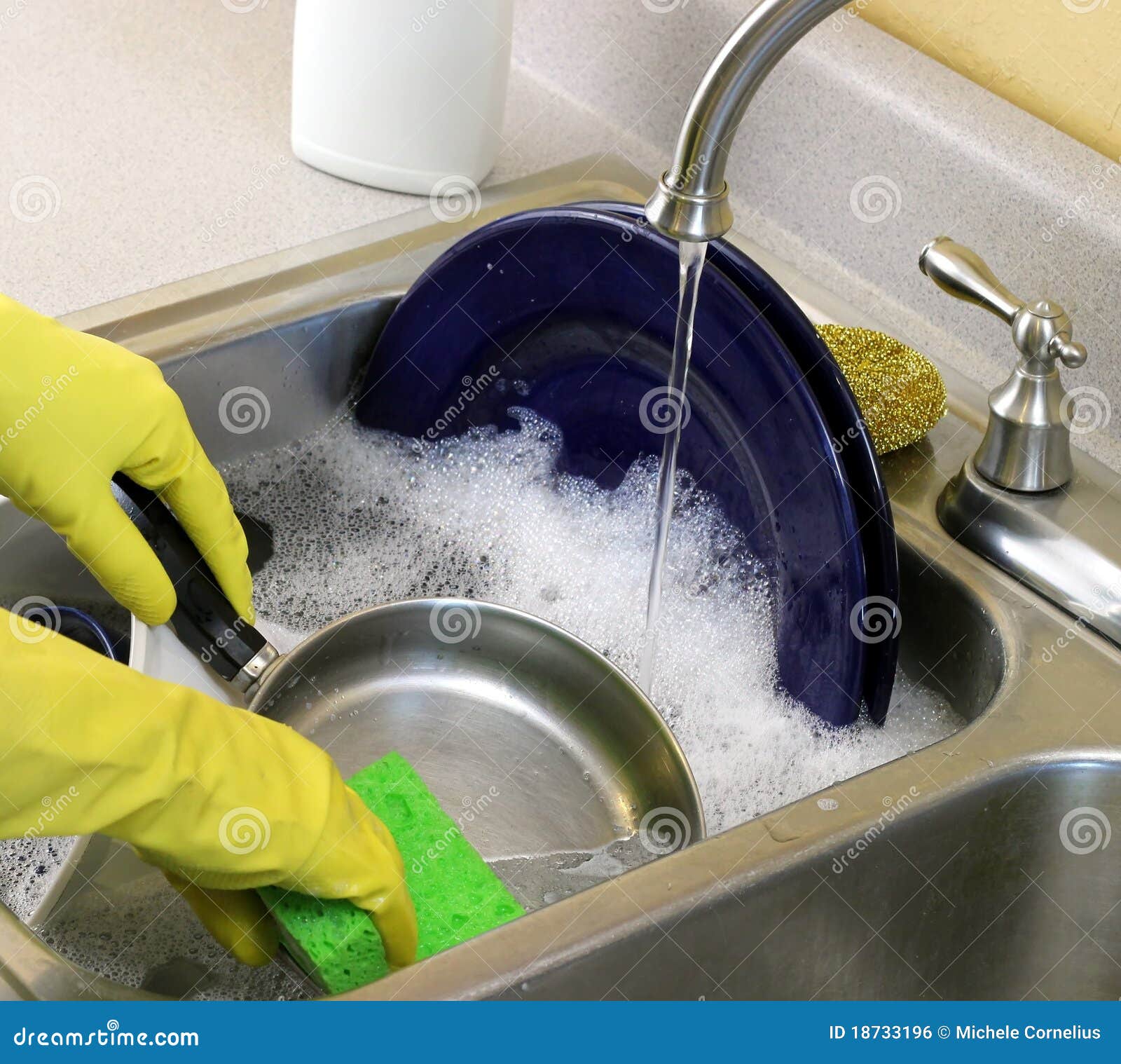 Washing dishes stock photo. Image of sponge, kitchen - 18733196