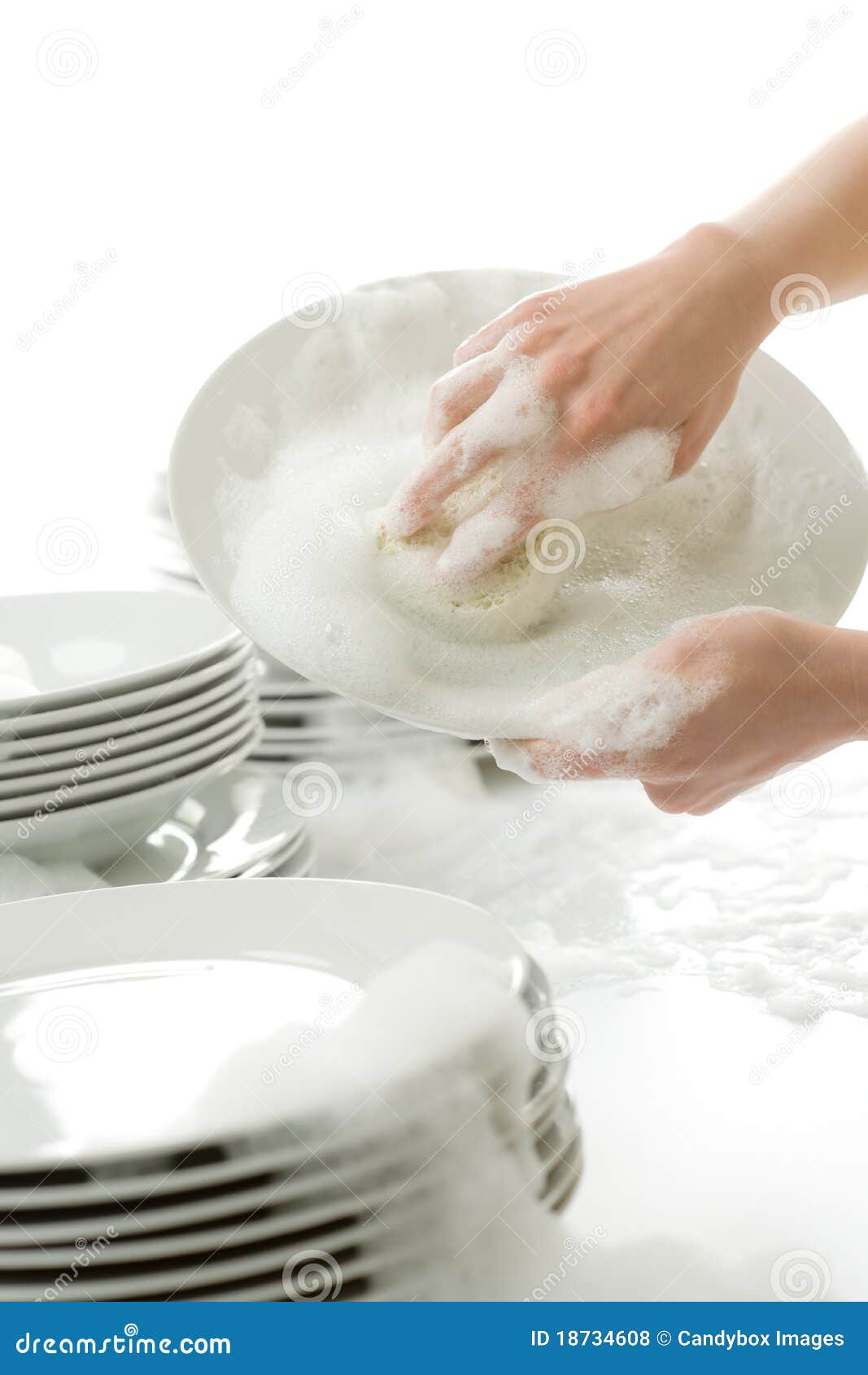 Washing Dishes - Hands with Gloves in Kitchen Stock Photo - Image of ...