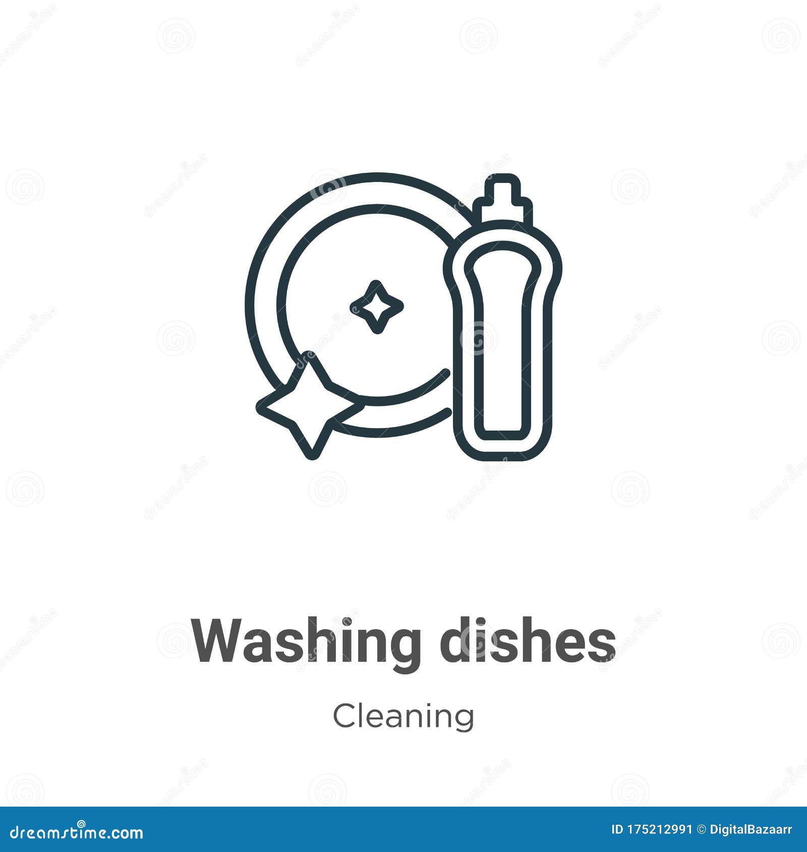 Washing Dishes Outline Vector Icon. Thin Line Black Washing Dishes Icon ...