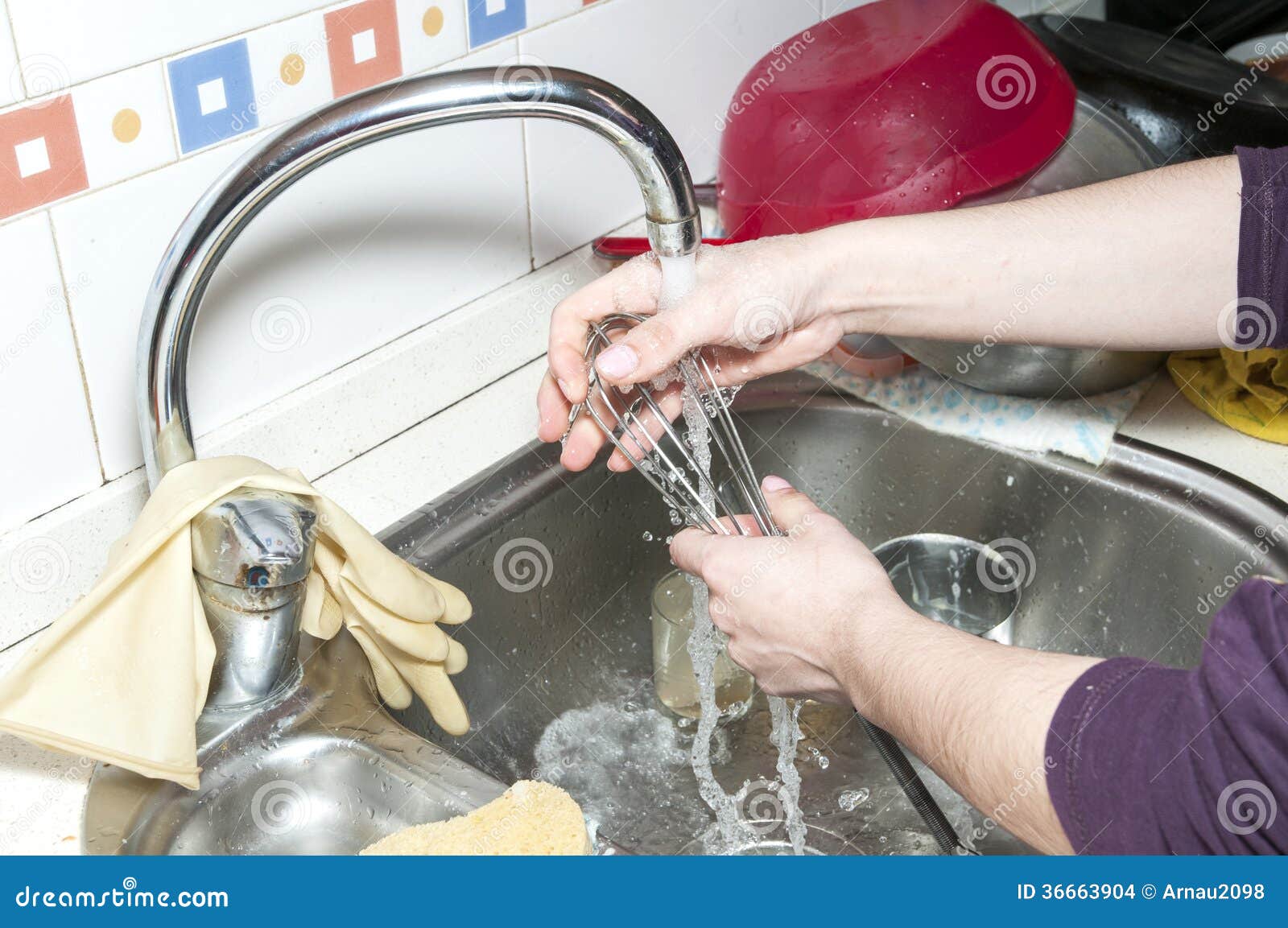 Washing the dishes stock photo. Image of silver, clean - 36663904