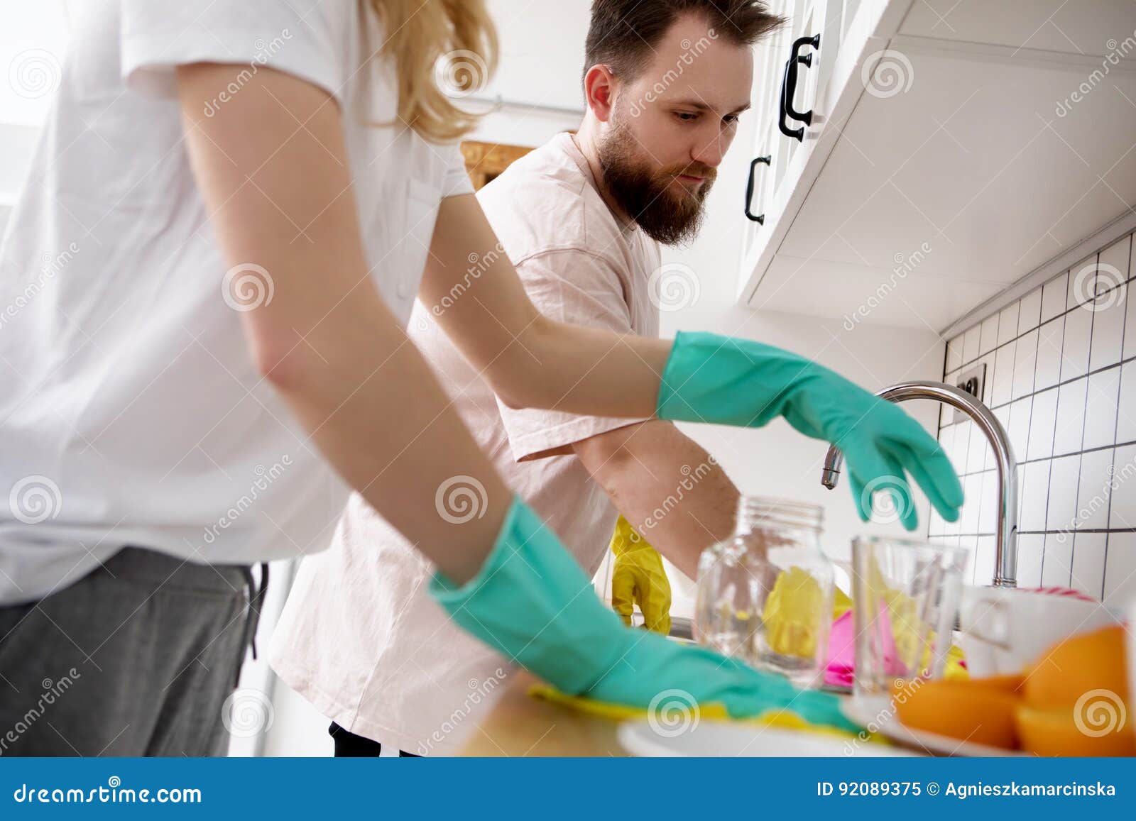 Washing the Dishes Together. Stock Image - Image of harmony, affection ...