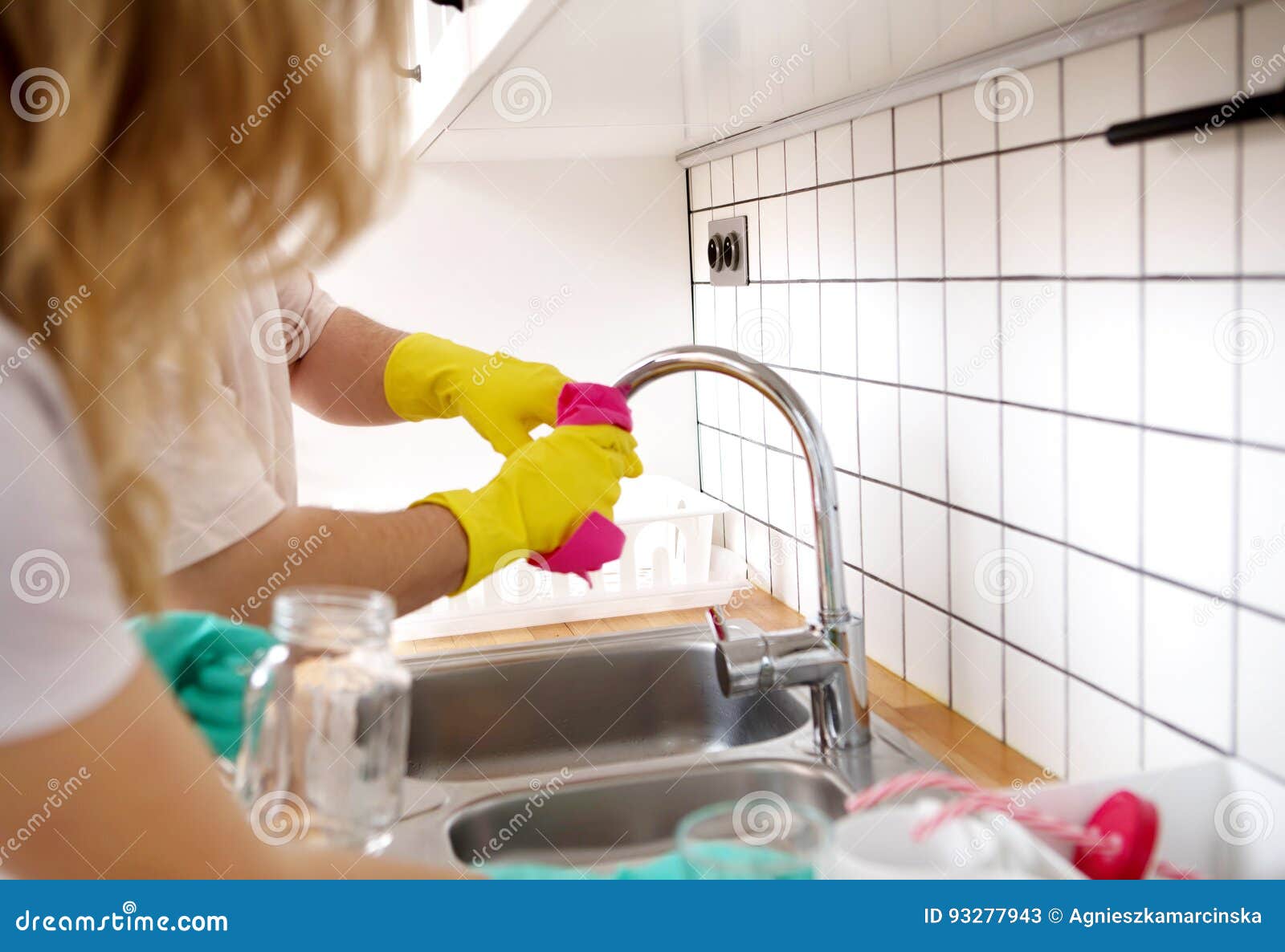 Washing the Dishes Together. Stock Image - Image of kitchen, people ...